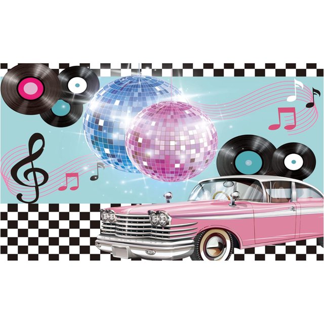 50s Retro Rock N Roll Diner Party Backdrop Car Sock Hop Dance Cosplay ...