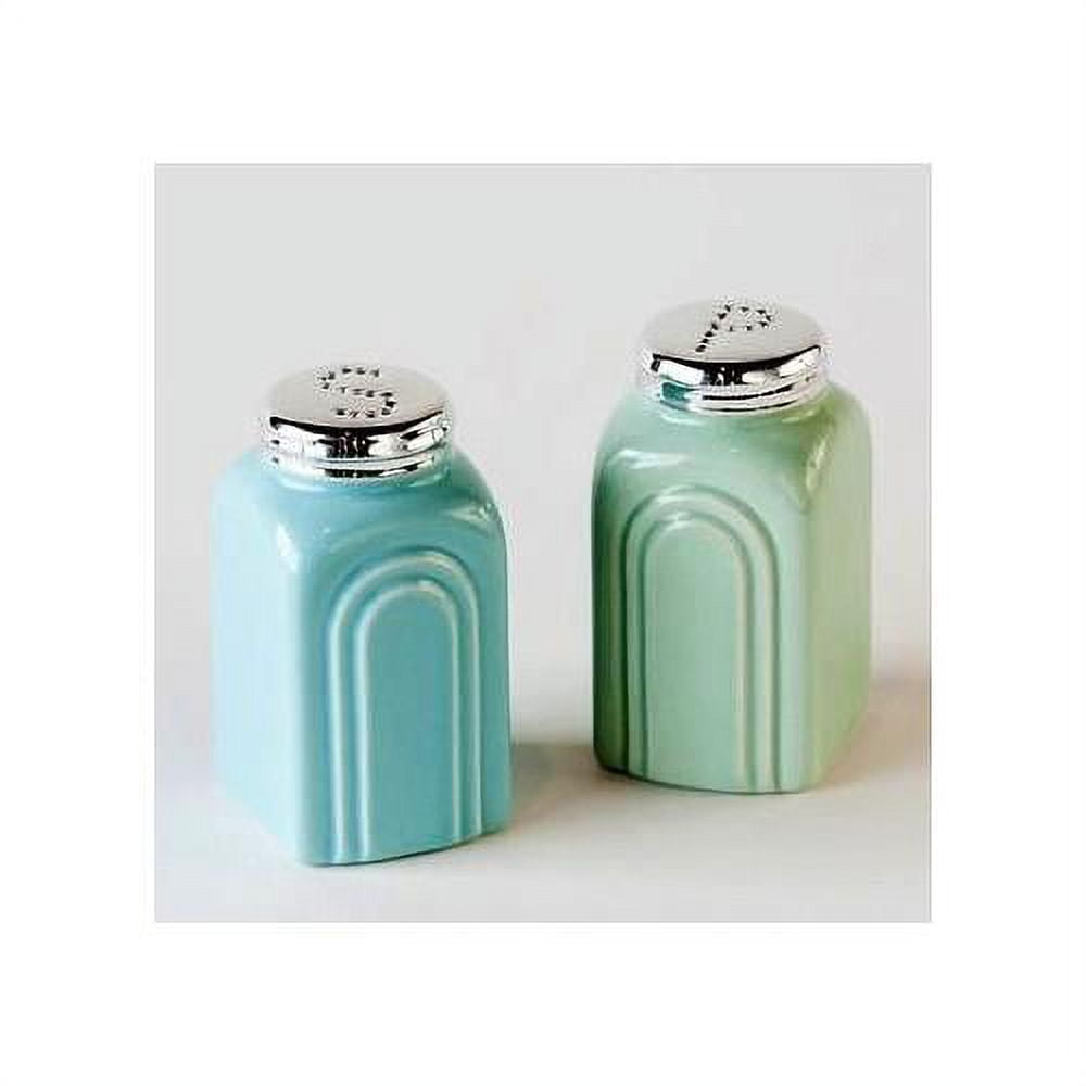 50s Retro Stoneware Kitchen Salt and Pepper Shakers Set with Art Deco ...