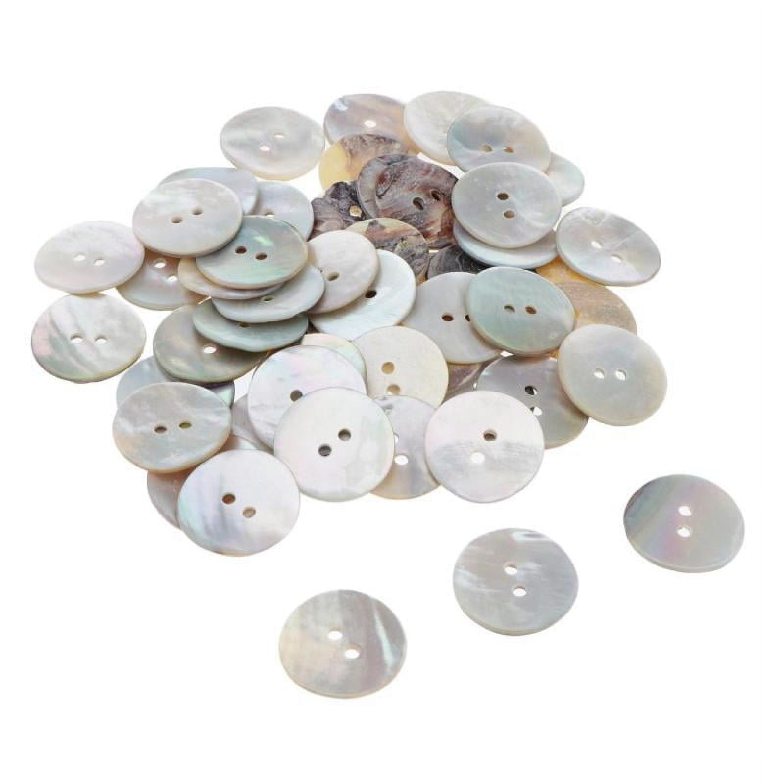 50s / Set Pearl Shells Round Button Buttons Needlework Two Hole Shell ...