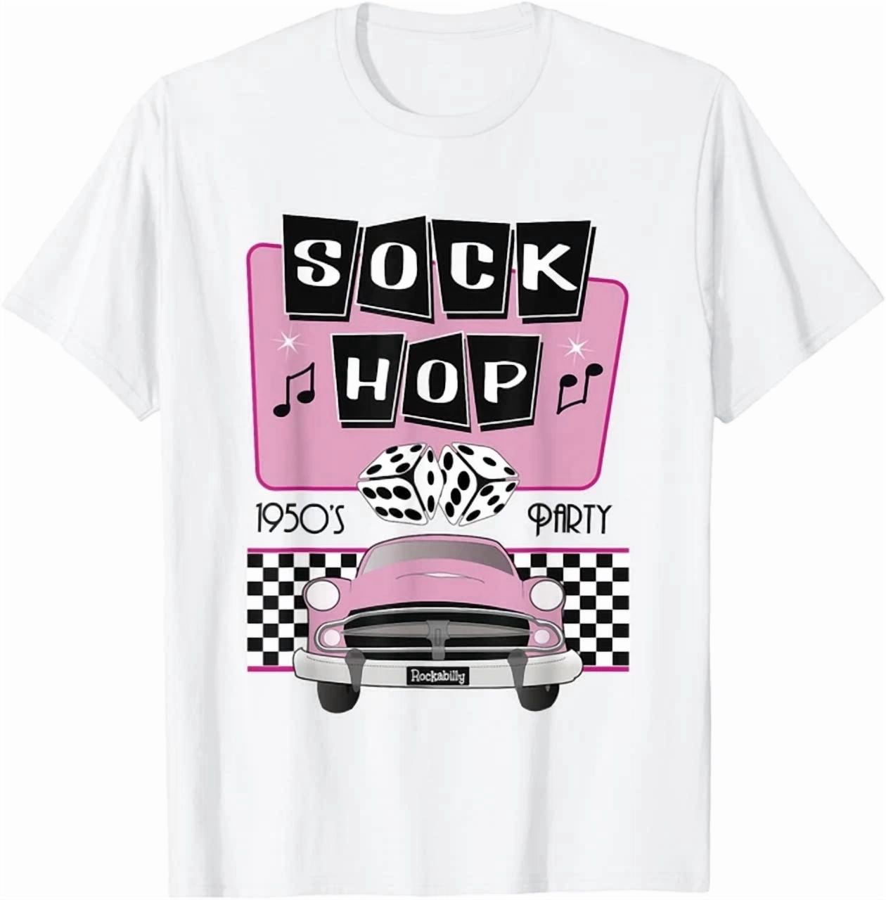 50s Sock Hop Dance 1950s Party Doo Wop Rockabilly Pink Retro Design T ...