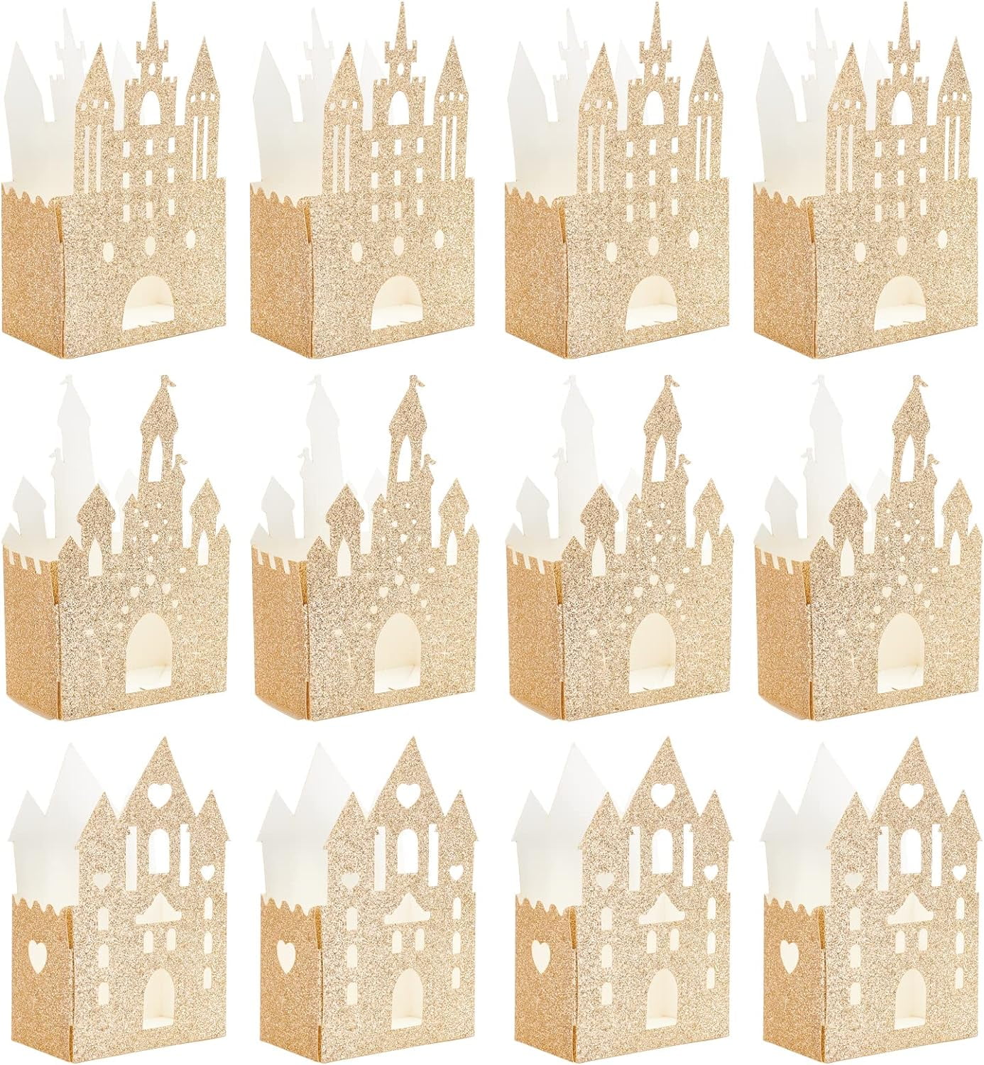50sets 12Pcs 3 Sizes Gold Glittery Castle Centerpiece Castle Favor ...