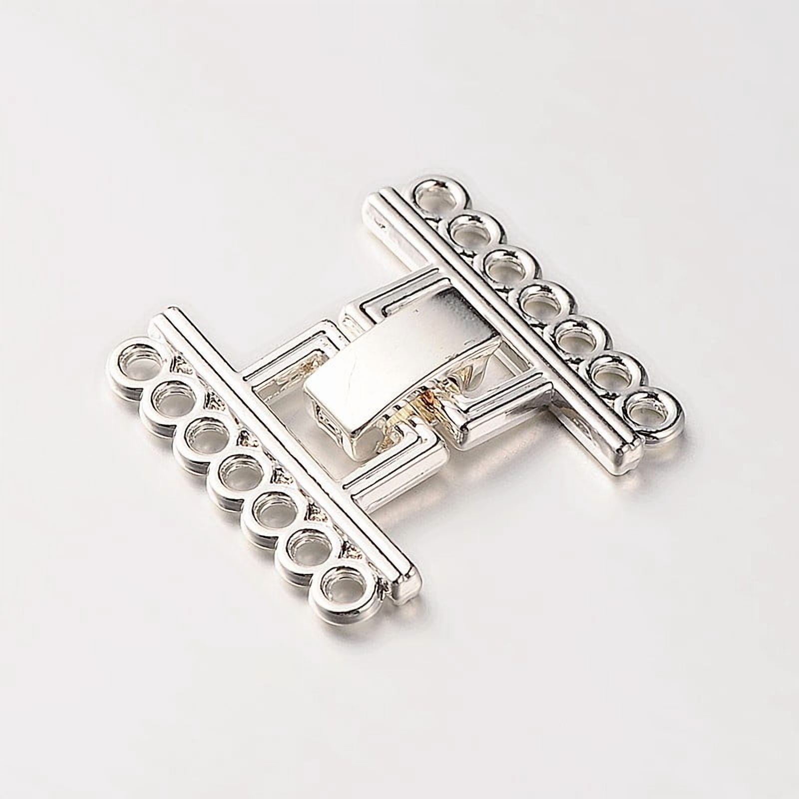 50sets 7 Strands Alloy and Brass Fold Over Clasps Platinum 24x22.5x5mm ...