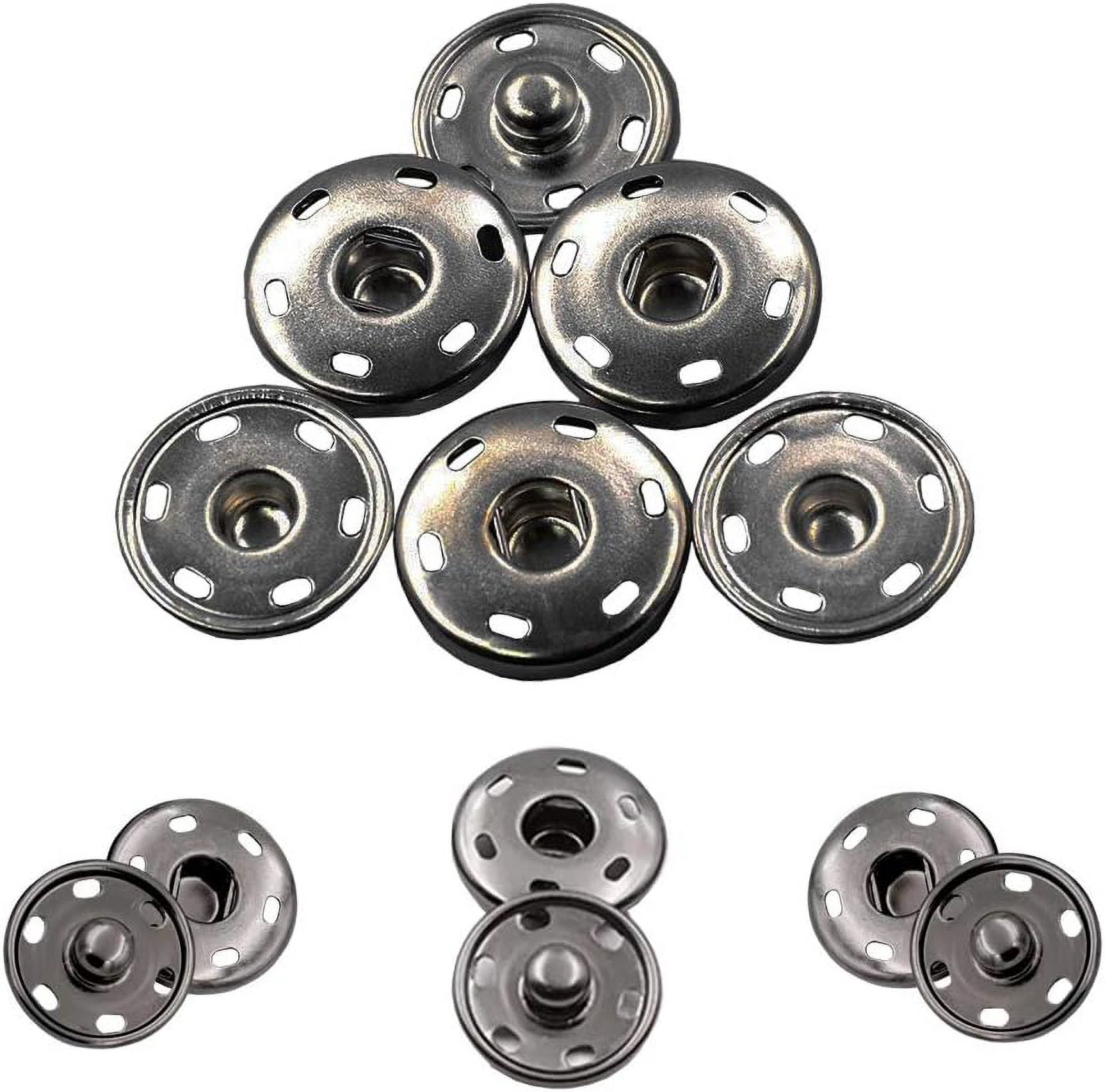50sets Metal Snap Fasteners Raincoat Snap Buttons Flat Round Black 3/4 ...
