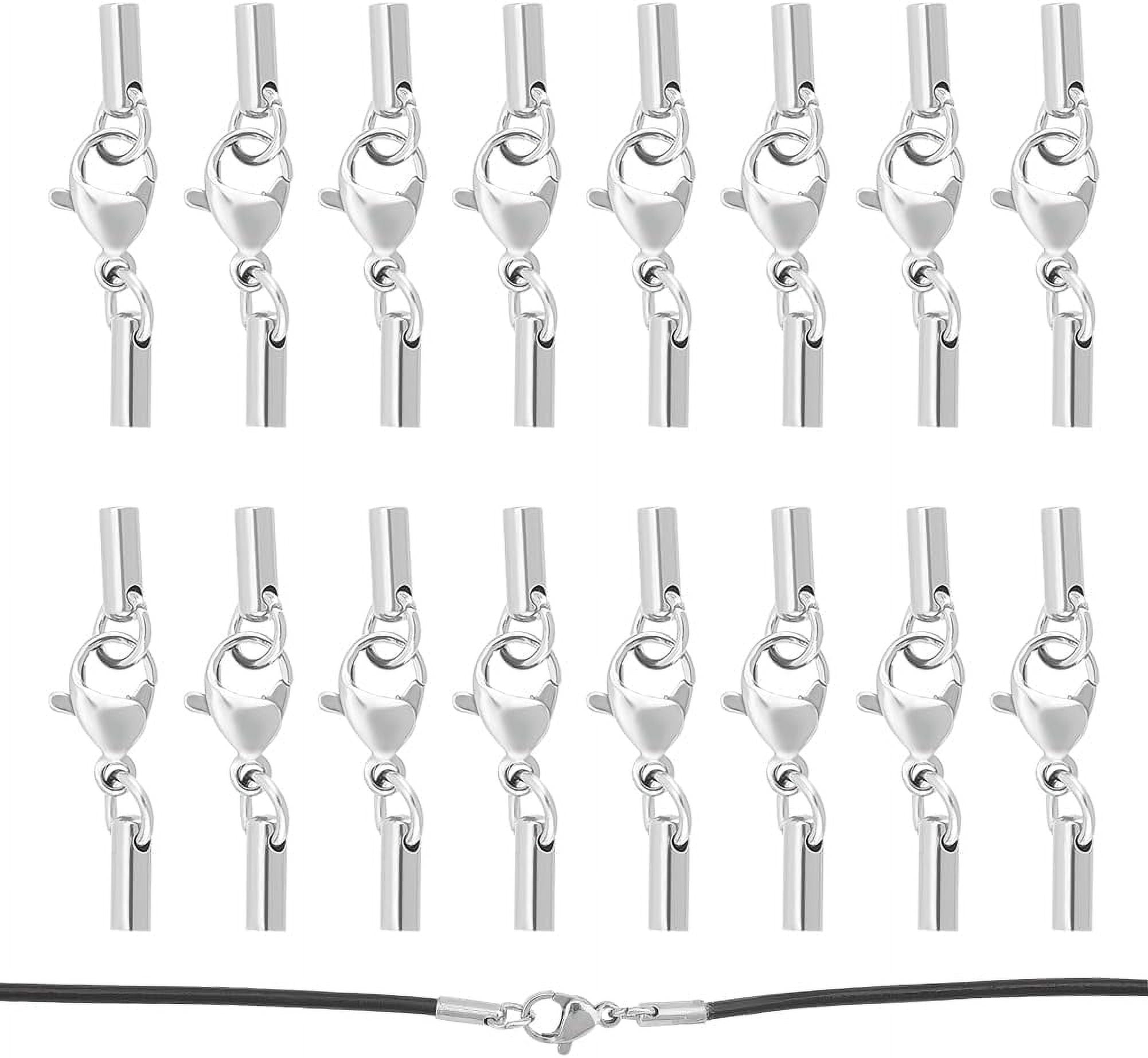 50sets Stainless Steel Lobster Claw Clasps with Cord Ends Connector ...