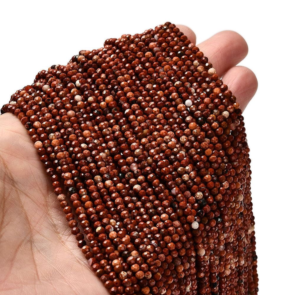 50strands Red Jasper Beads Strands Faceted Round 3mm Hole: 0.7mm about ...