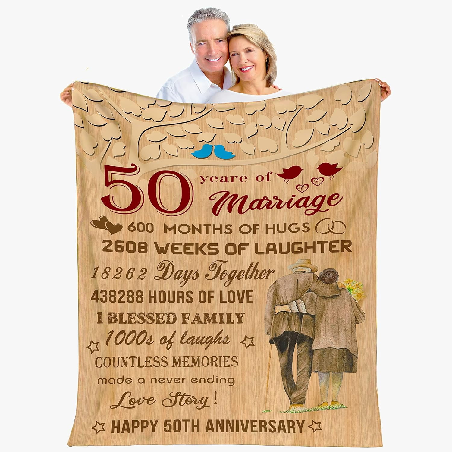 50th Anniversary Blanket Gifts - 50th Golden Wedding for Dad Mom ...
