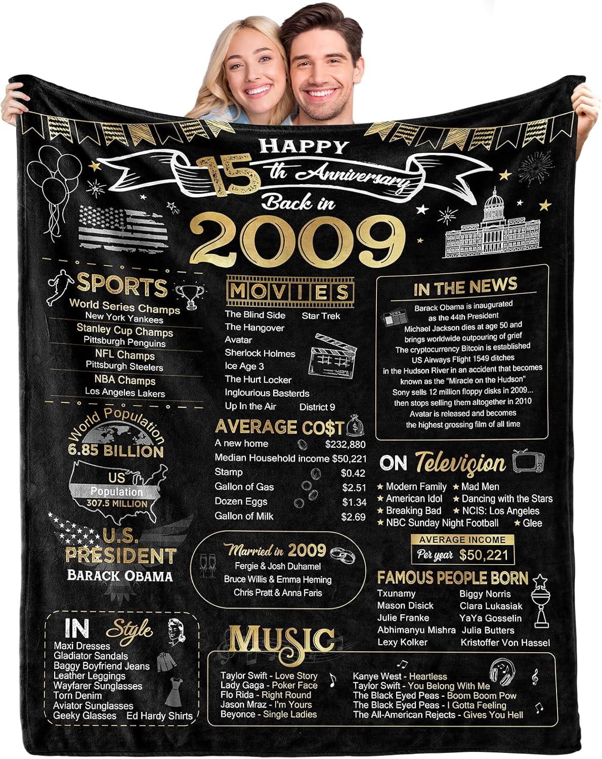 50th Anniversary Blanket Gifts Gift for 50th Wedding Anniversary Golden ...