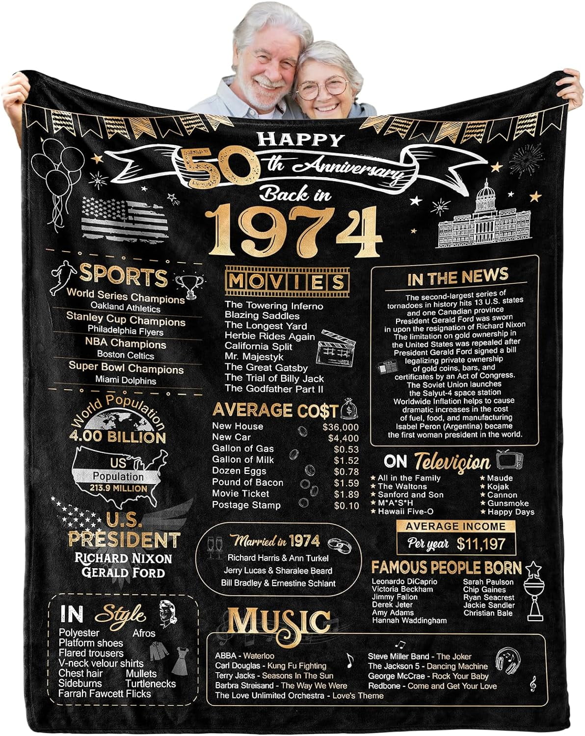 50th Anniversary Blanket Gifts Gift for 50th Wedding Anniversary Golden ...