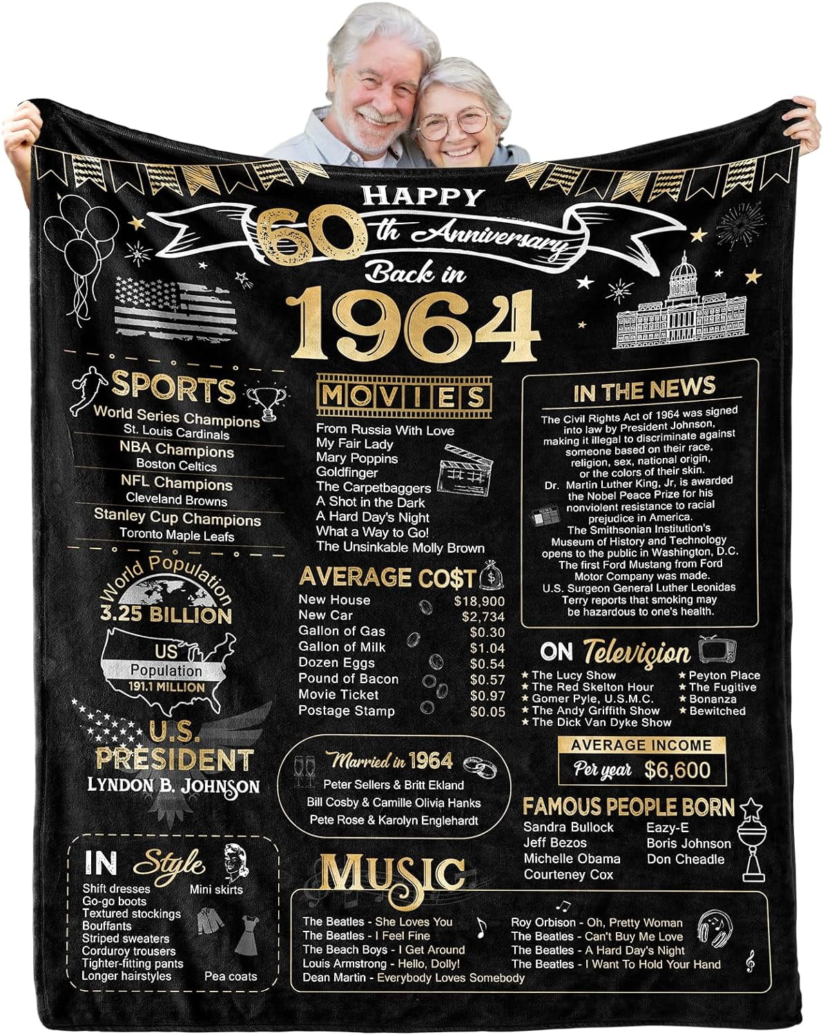 50th Anniversary Blanket Gifts Gift for 50th Wedding Anniversary Golden ...