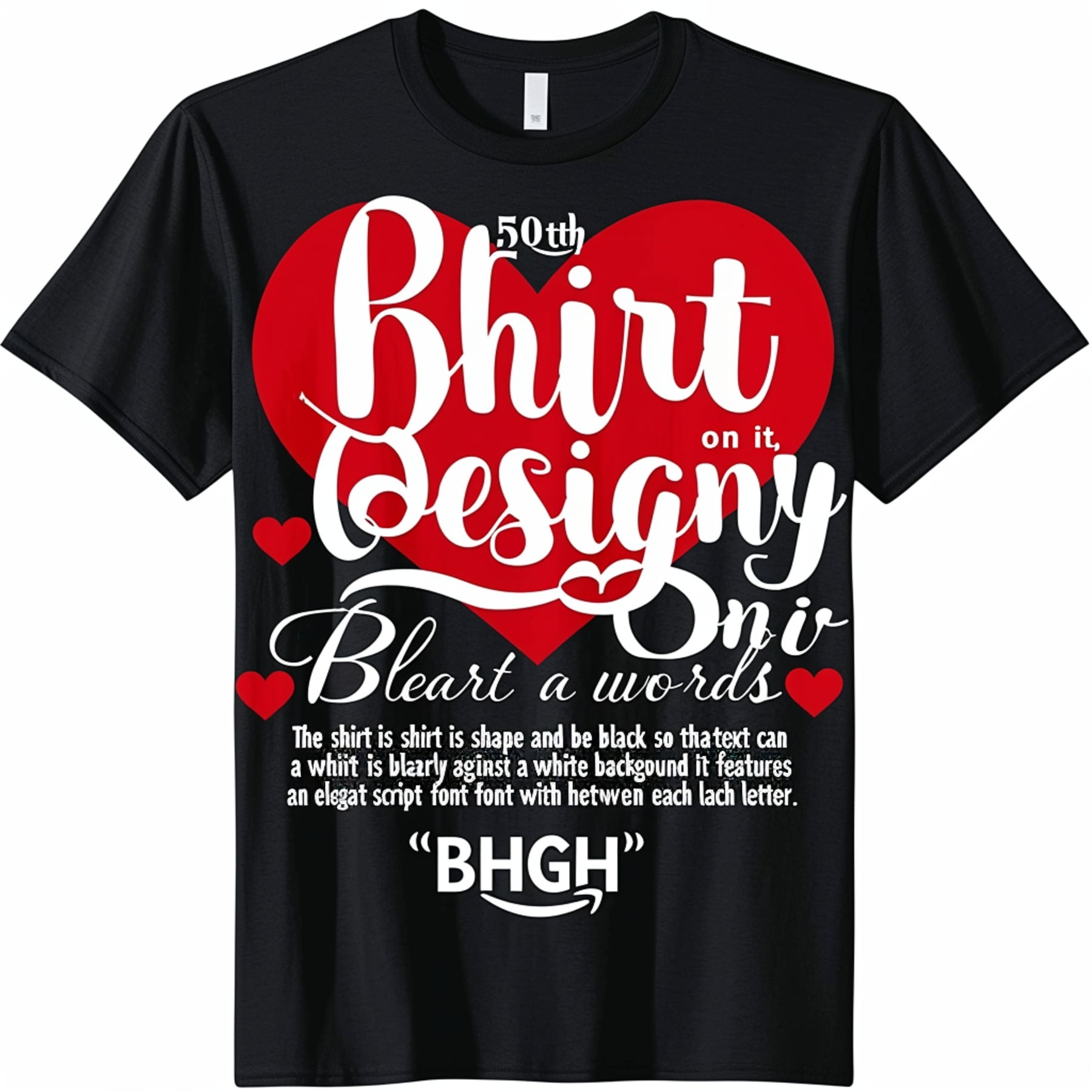50th Anniversary Blessed by God Black TShirt Romantic Script Font Heart ...