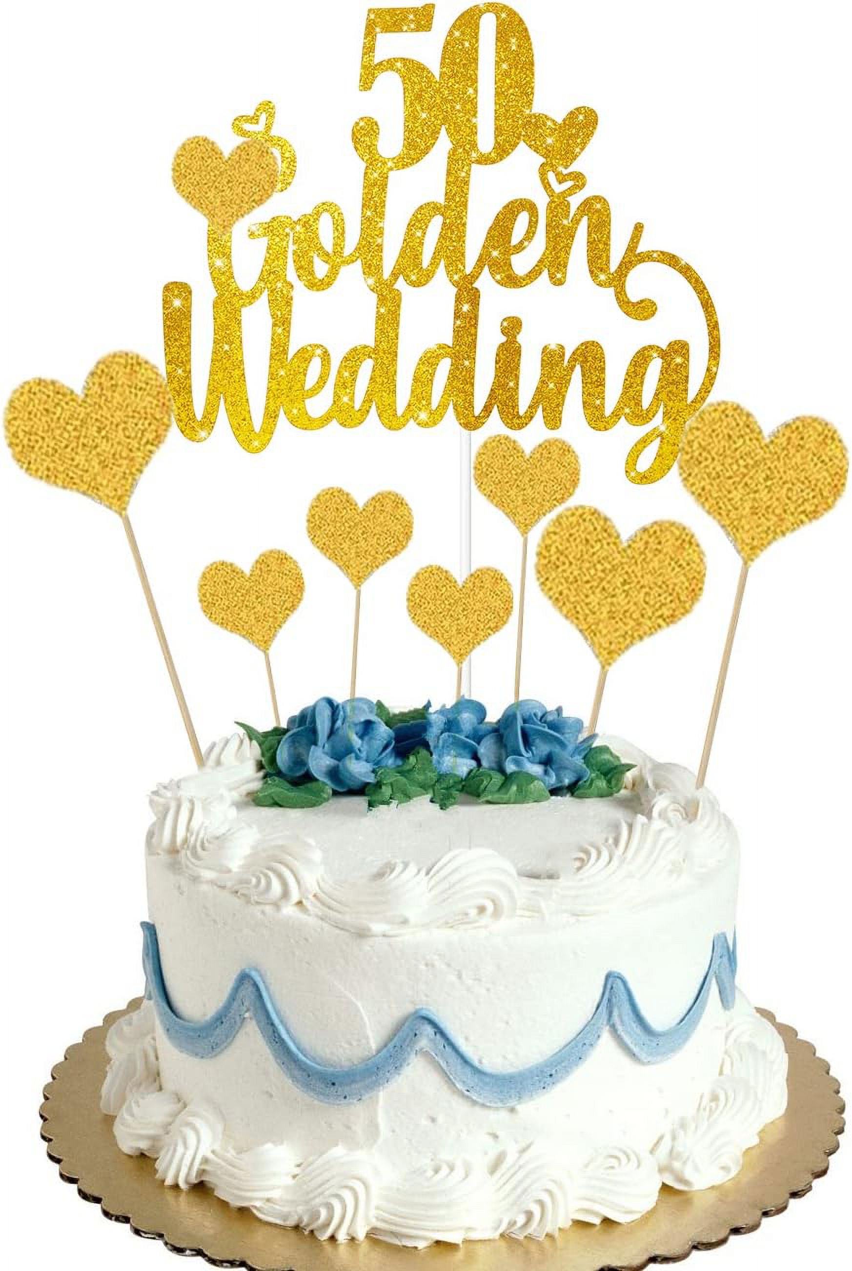 50th Anniversary Cake Toppers - Golden Wedding Celebration Decor ...