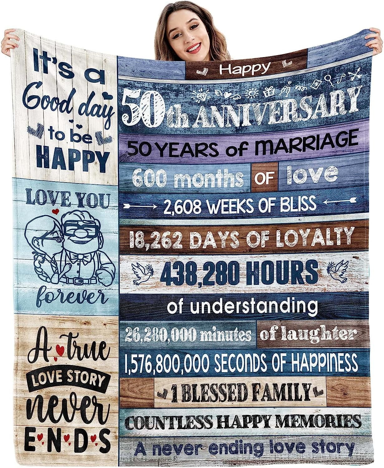 50th Anniversary Decorations Blanket for Her Him 50th Golden Wedding ...