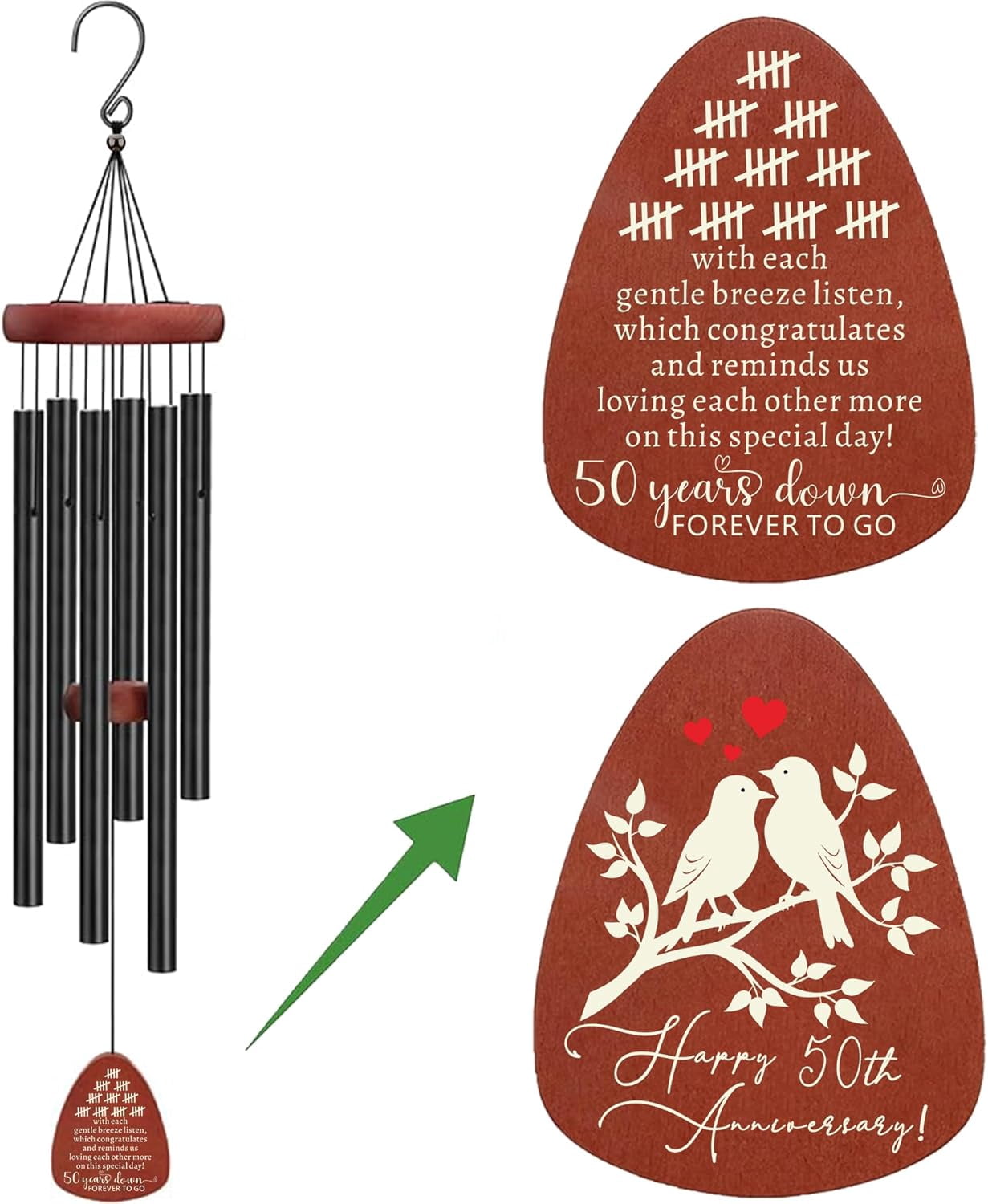 50th Anniversary Wedding Wind Chime, Happy 50th Anniversary Romantic ...