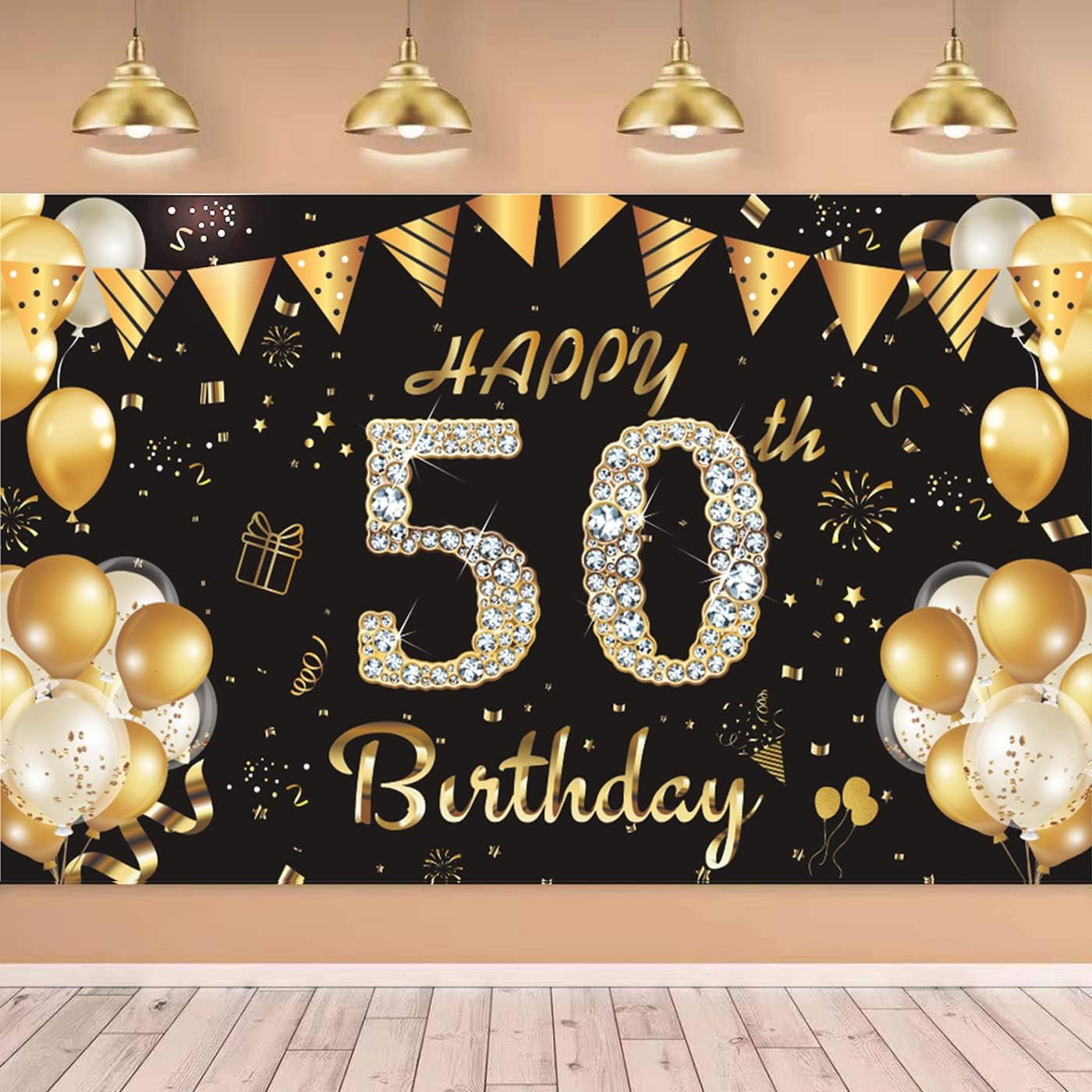50th Birthday Backdrop Banner,50 Years Old Birthday Decorations Party ...