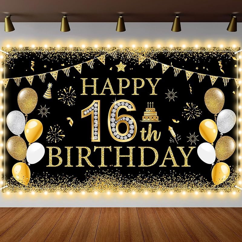 50th Birthday Backdrop Banner Lighted Decorations for Men Women Cheers ...