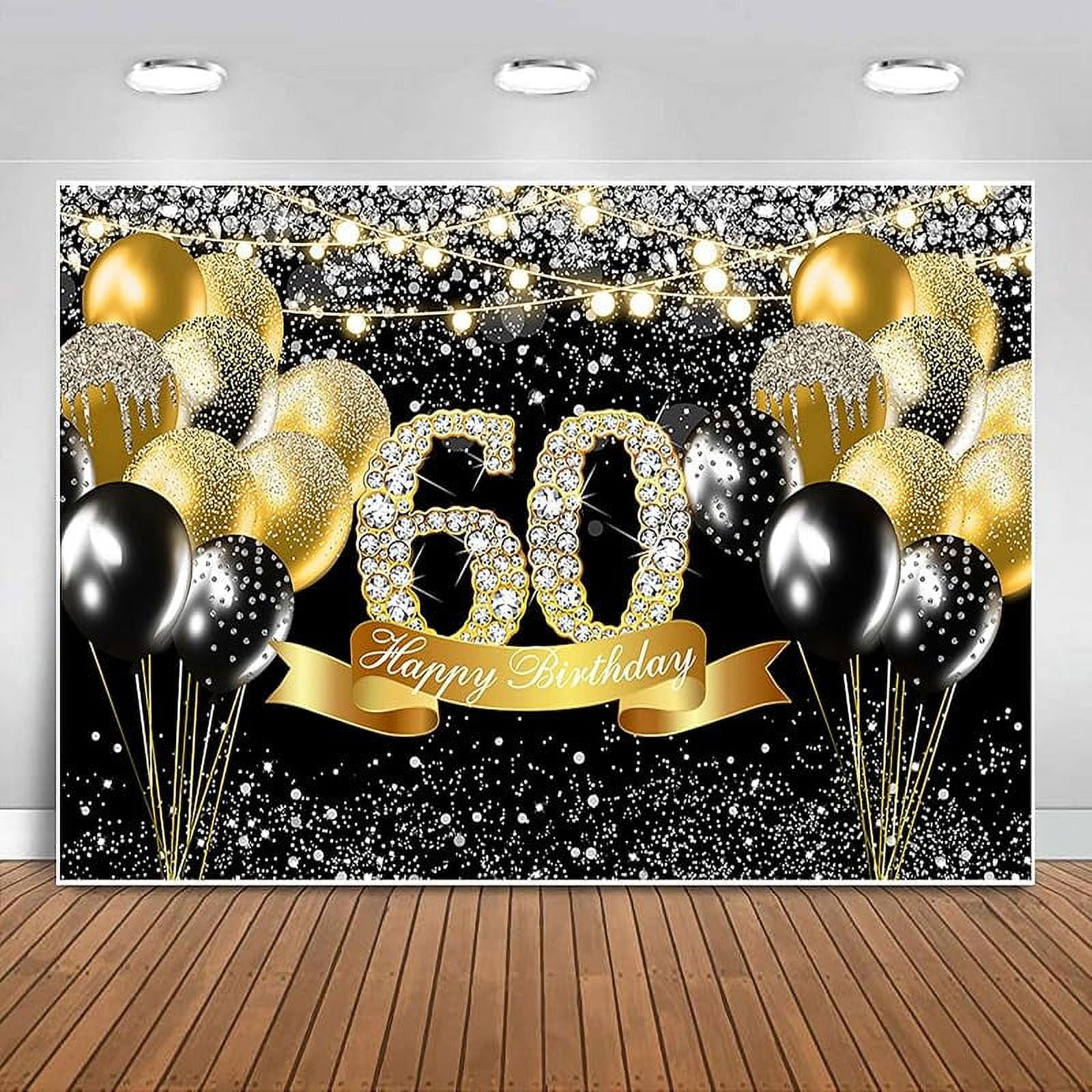 50th Birthday Backdrop Black and Gold Birthday Party Decorations ...