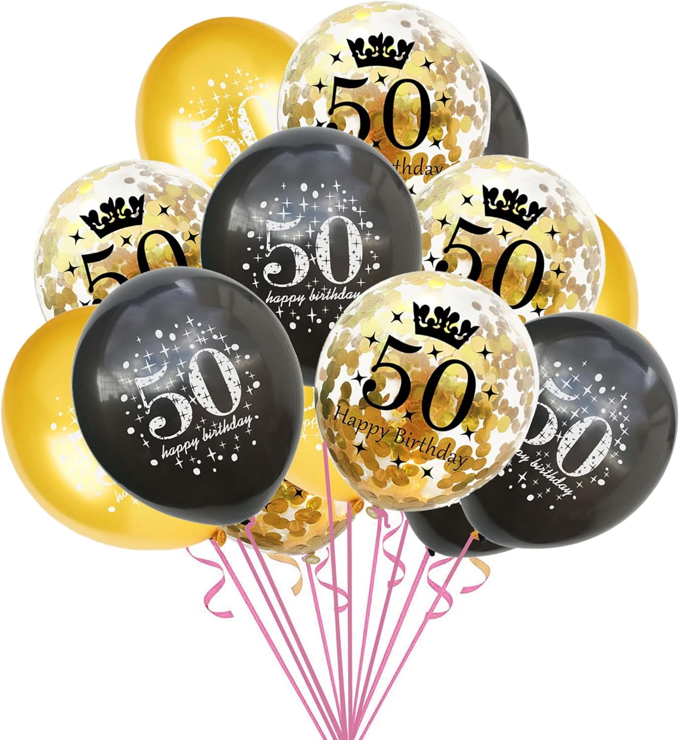 50th Birthday Balloons Black and Gold 50th Birthday Decorations Men ...