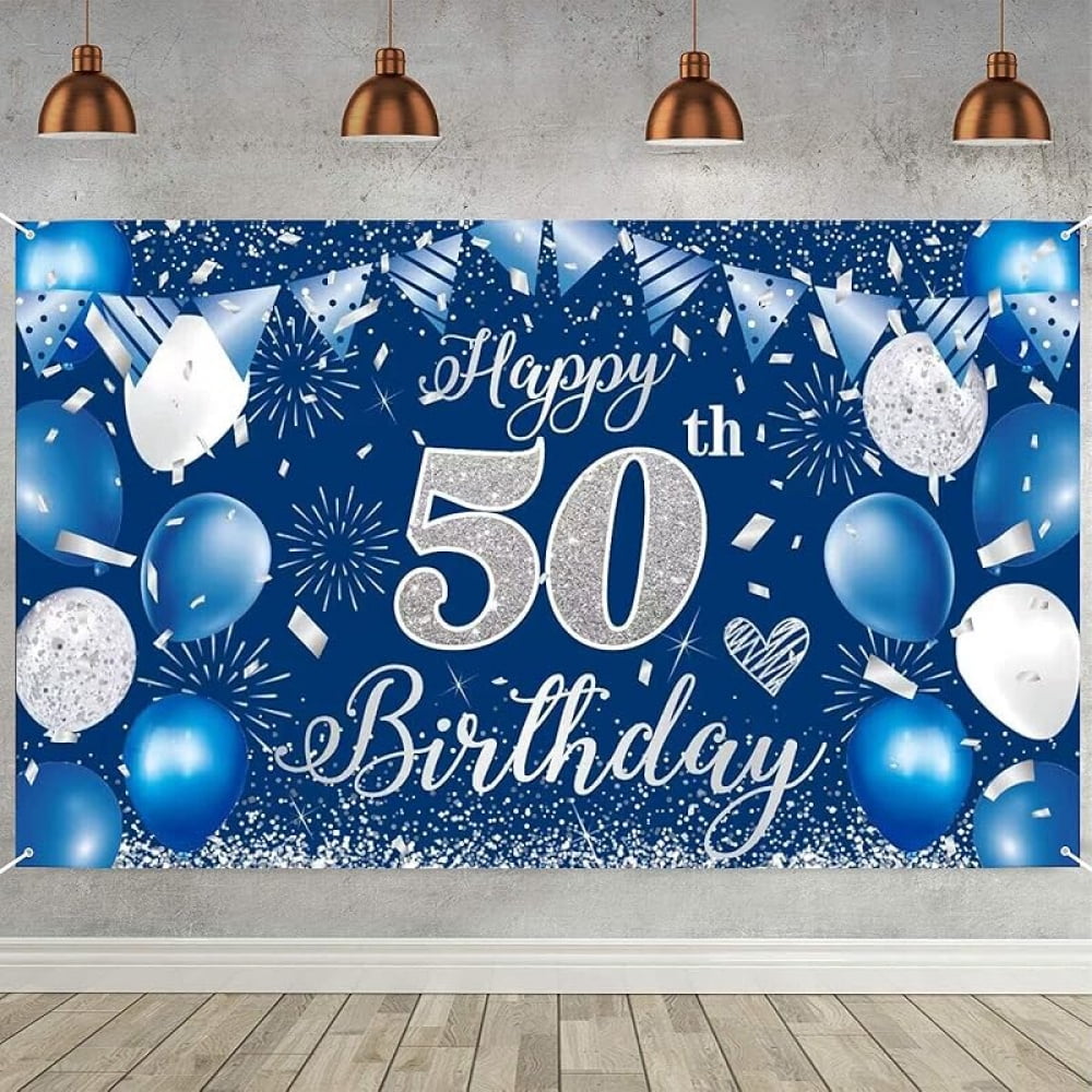 50th Birthday Banner Blue, Birthday Banner 50, 50th Birthday Men, 50th ...