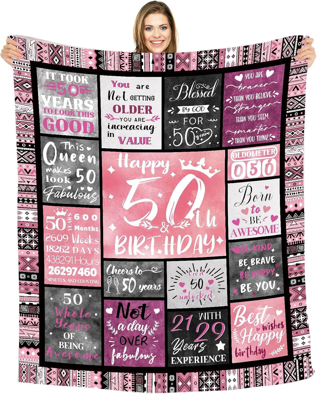 50th Birthday Blanket Gifts for Women 60''x50'', Unique Happy 50th ...