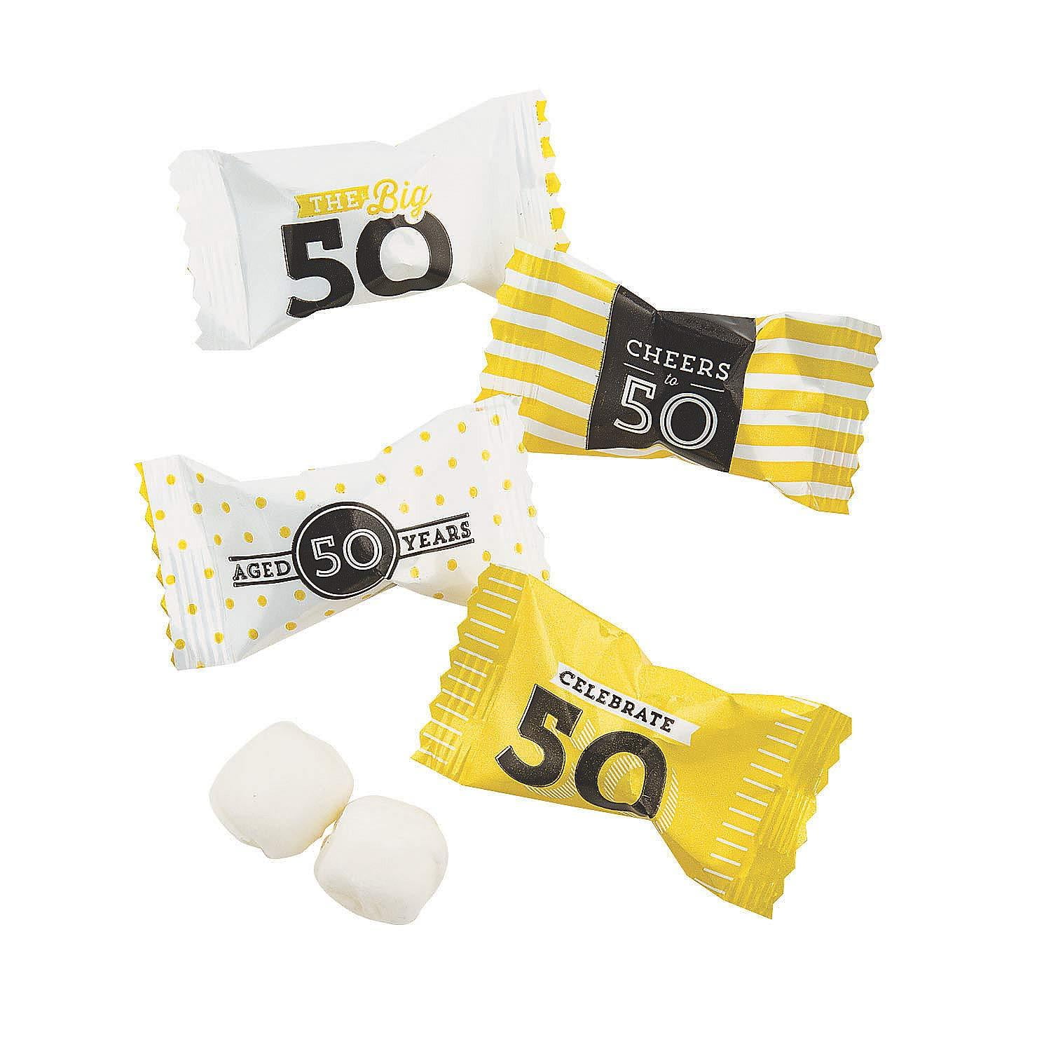 50th Birthday Buttermint Candy - Bulk Pack of 108 Individually wrapped ...