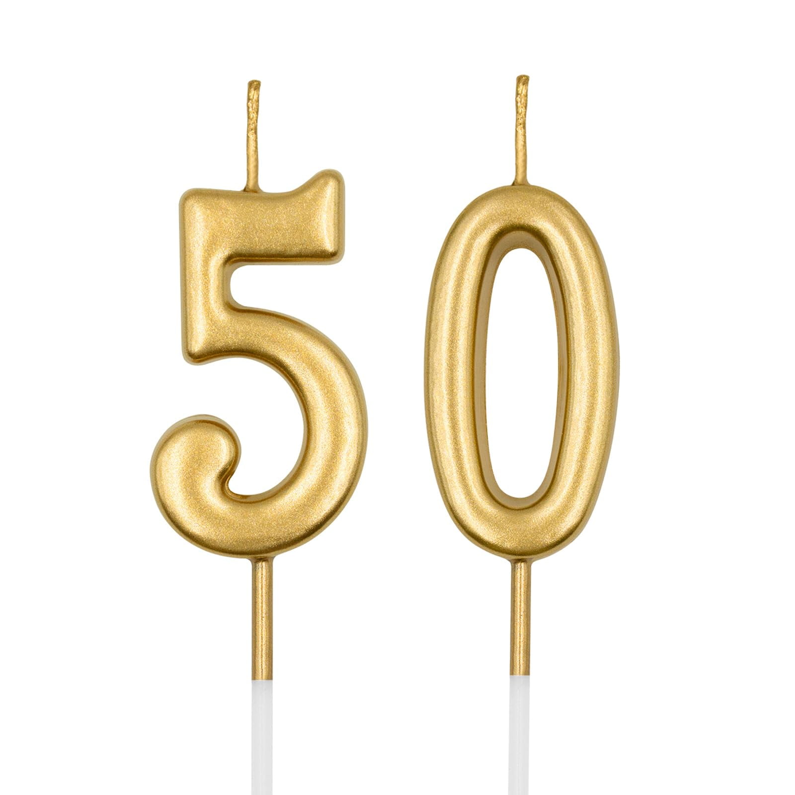 50th Birthday Candles,EGSC Champagne Gold Number 50 Candle for Cake ...