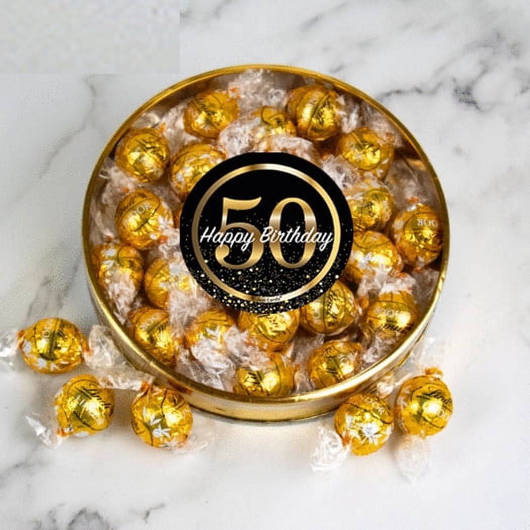 50th Birthday Large Plastic Tin with Lindor Truffles by Lindt - Walmart.com