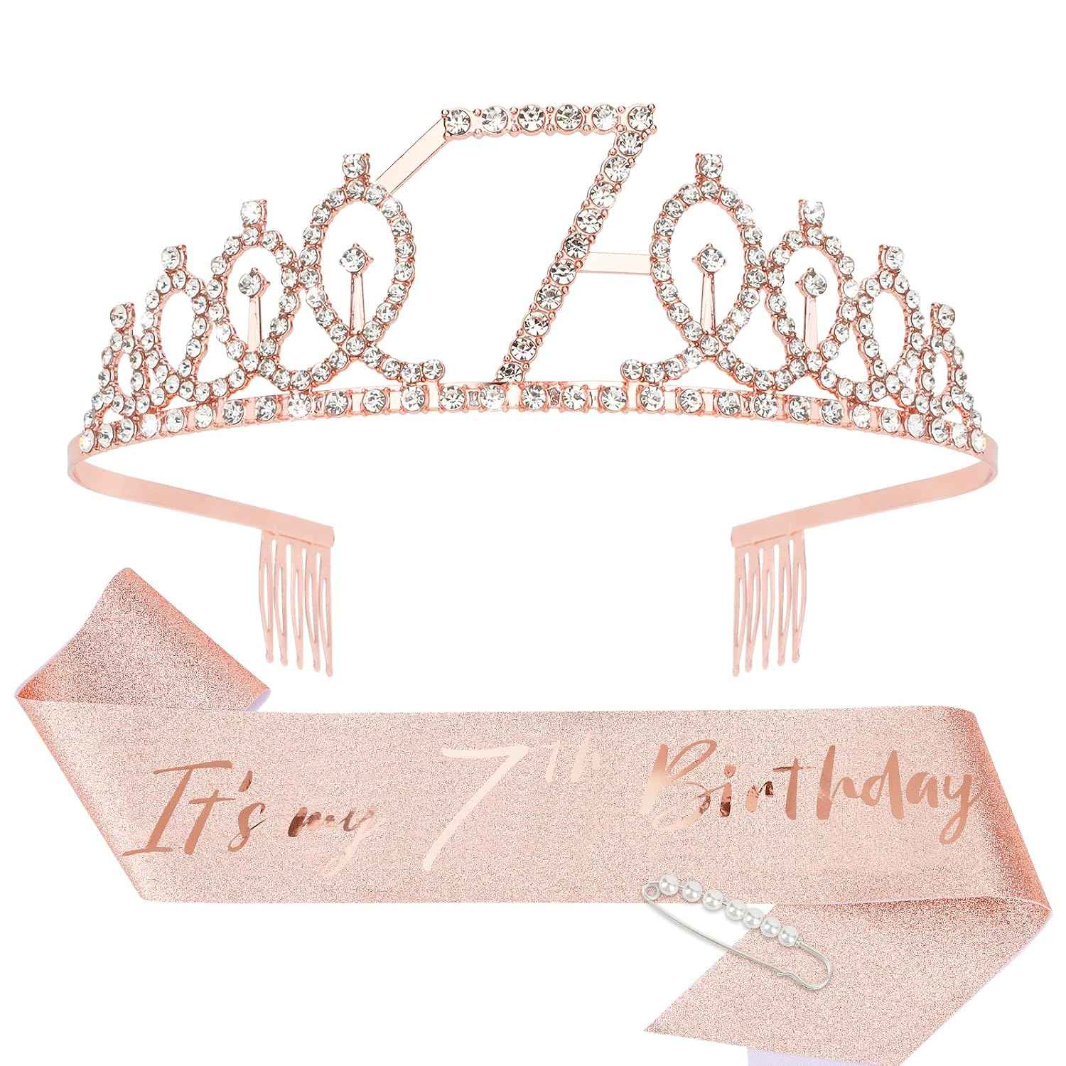 50th Birthday Crown + 50 & Fabulous Sash+Pearl Pin Set, Tiara, 50th ...