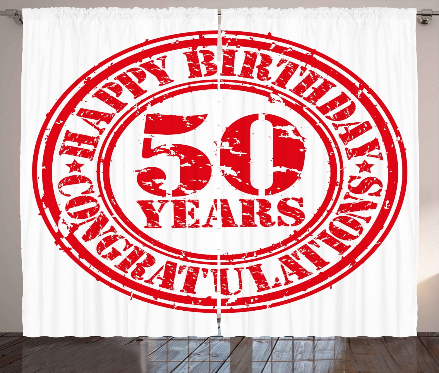 Ambesonne 50th Birthday Curtains 2 Panel Set, Grunge Birthday, 108" x ...