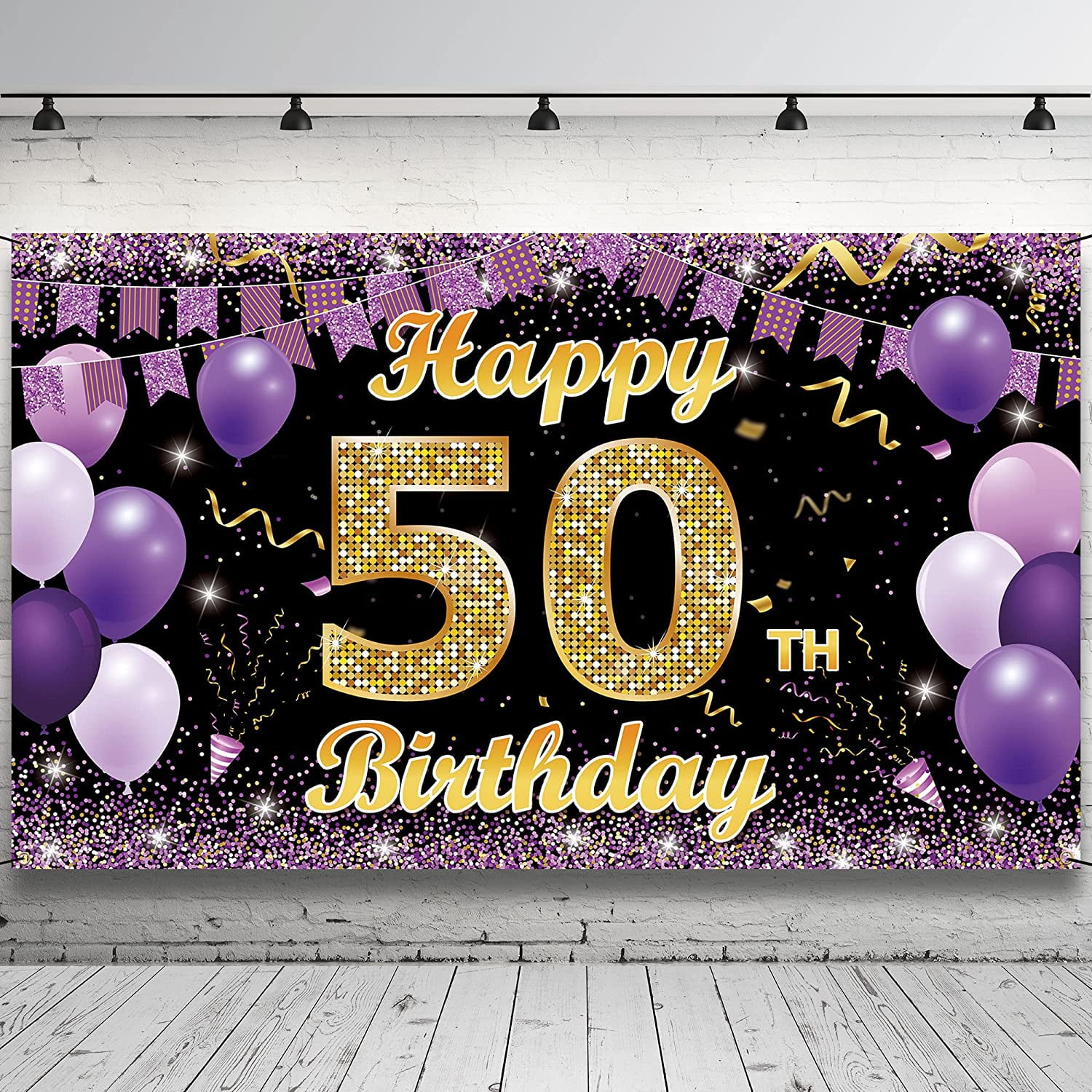 50th Birthday Decorations Backdrop Banner, Happy 50th Birthday ...