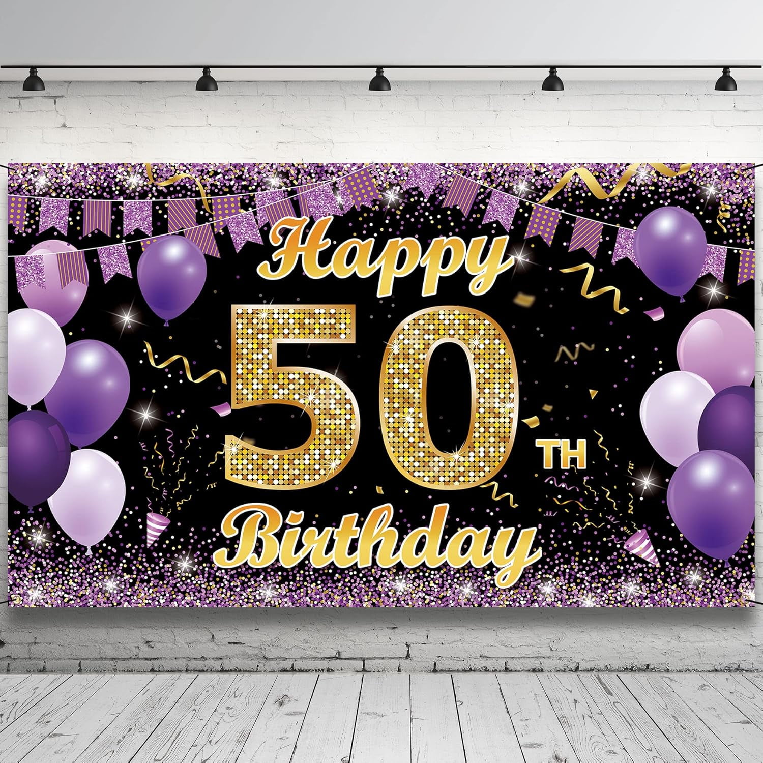 50th Birthday Decorations Backdrop Banner, Happy 50th Birthday ...