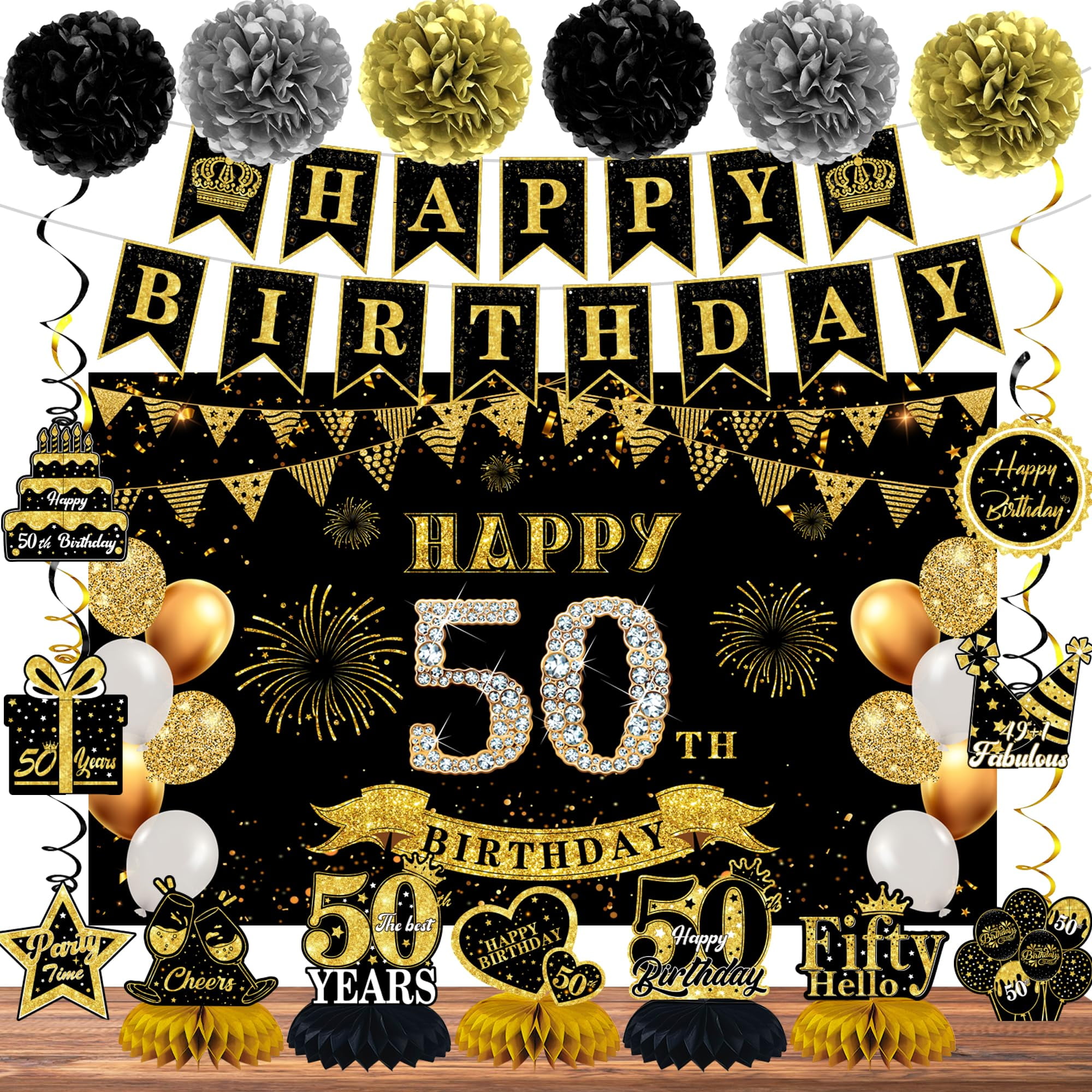 50th Birthday Decorations for Men Women, BSL1 19pcs Happy 50th Bday ...
