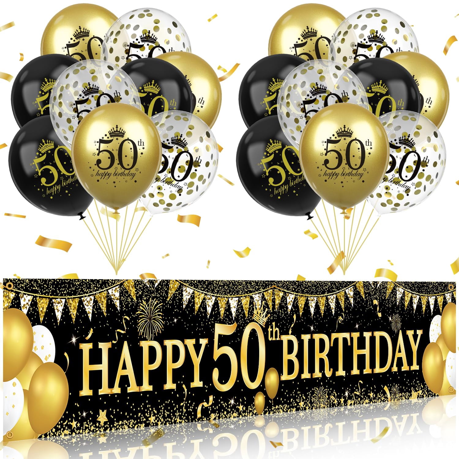 50th Birthday Decorations for Men Women, Black Gold 50th Birthday Yard ...
