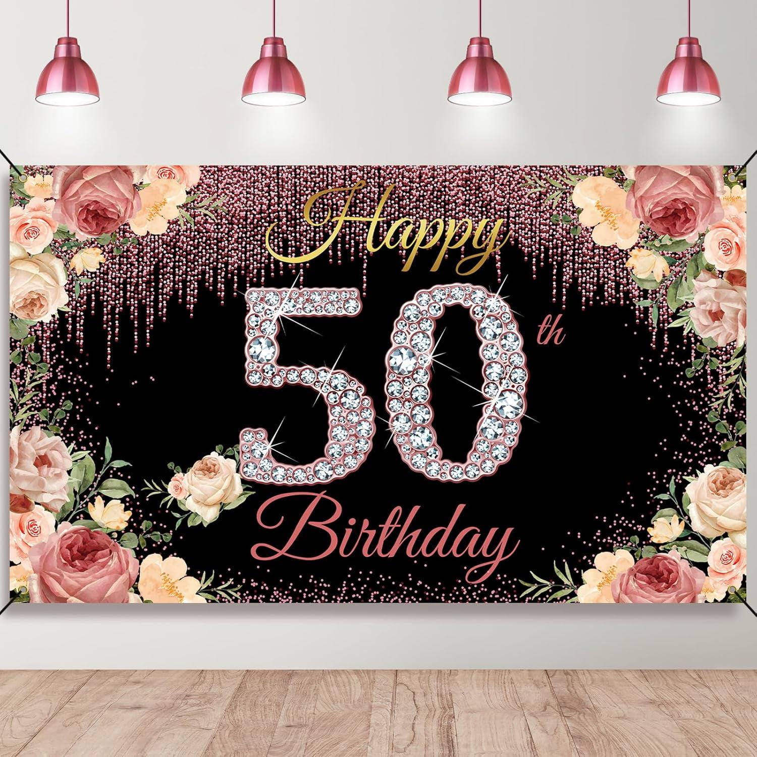 50th Birthday Decorations for Women Men, Happy 50th Birthday Backdrop ...