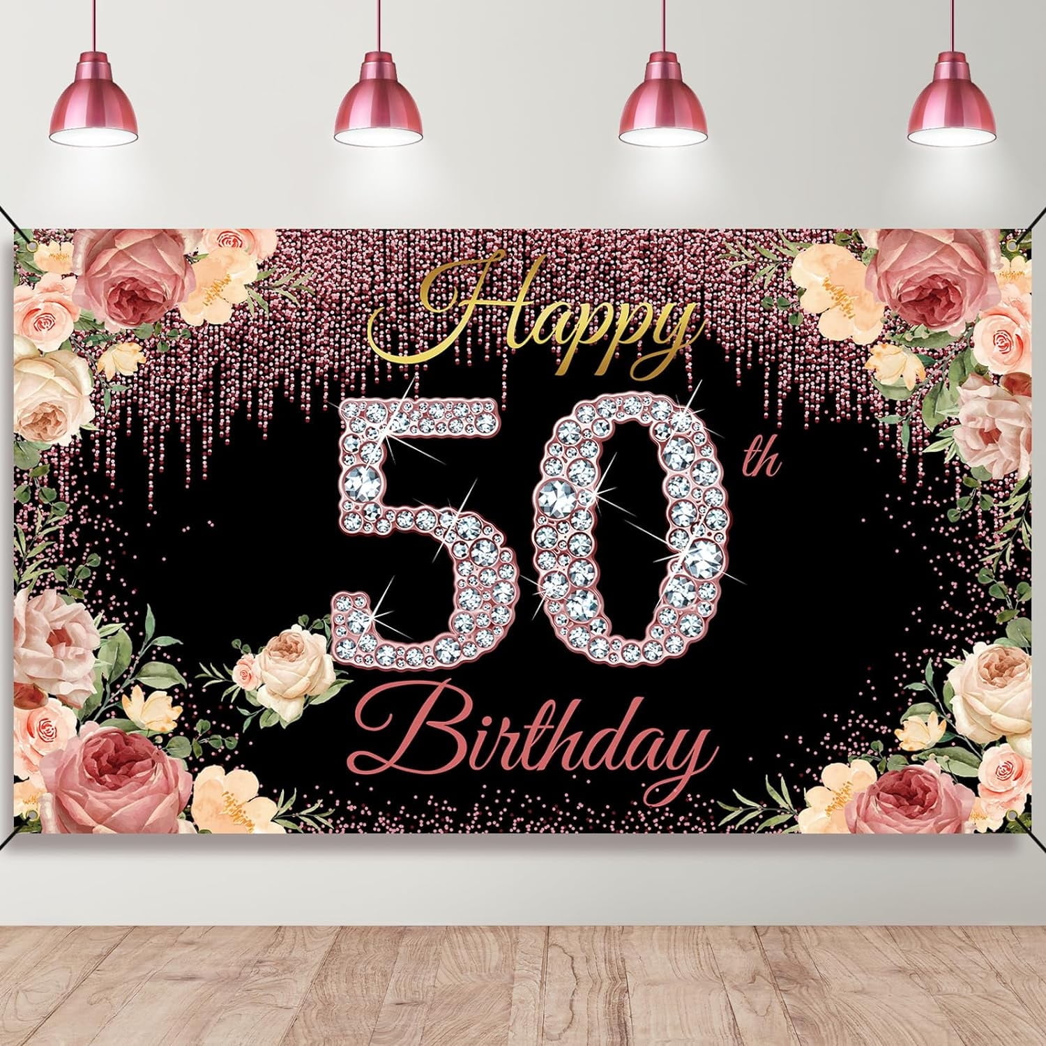 50th Birthday Decorations for Women Men, Happy 50th Birthday Backdrop ...