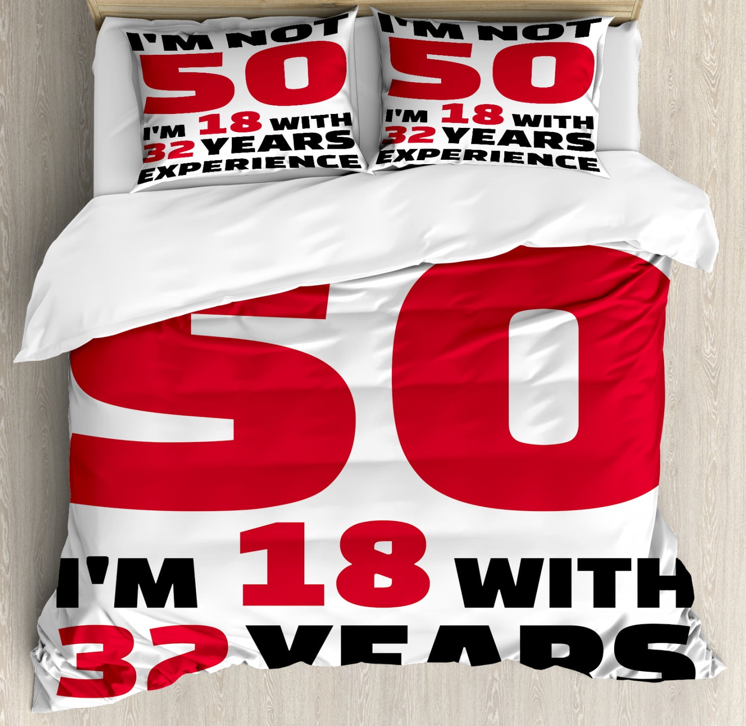 50th Birthday Duvet Cover Set, Birthday Slogan Forever 18 Experience ...