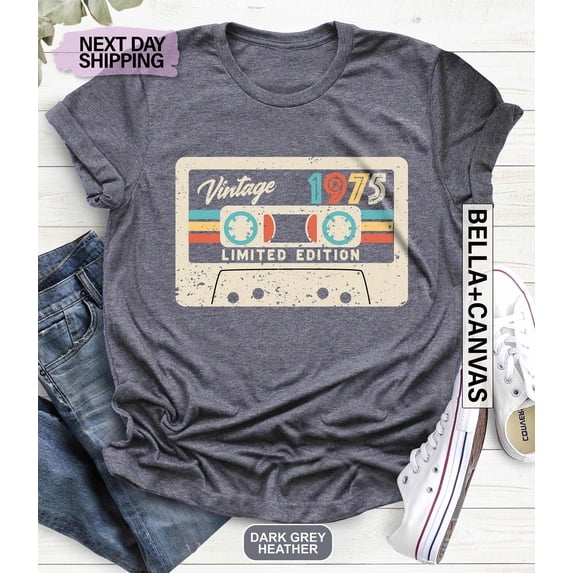 50th Birthday Gift, 1975 Cassette Shirt, 50th Birthday , Vintage 1975 ...