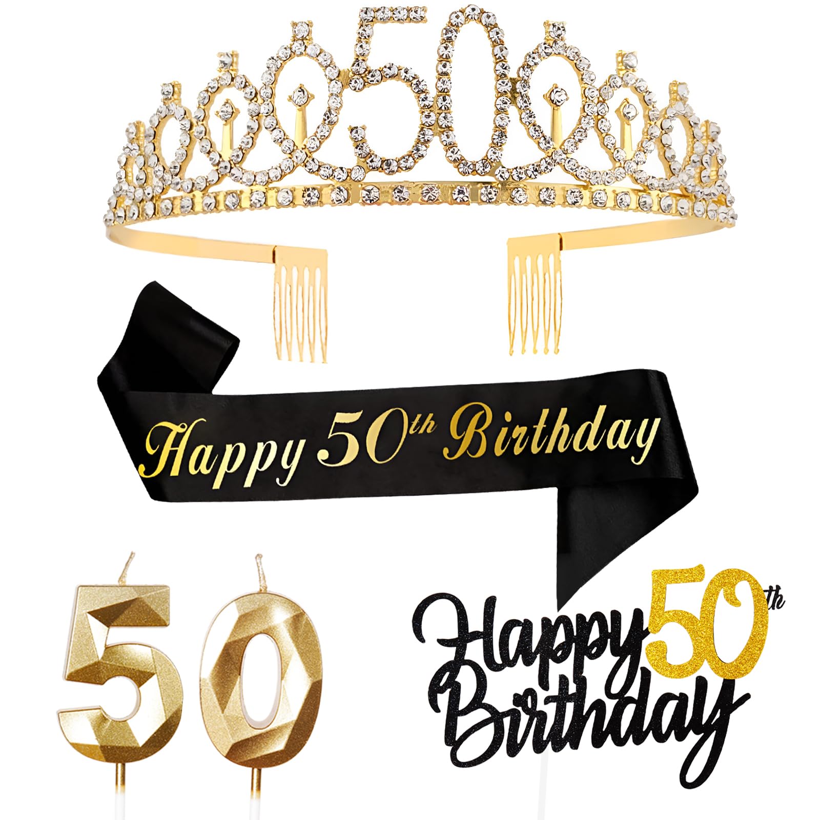 50th Birthday Gifts Decorations for Women,Including 50 Year Black Gold ...