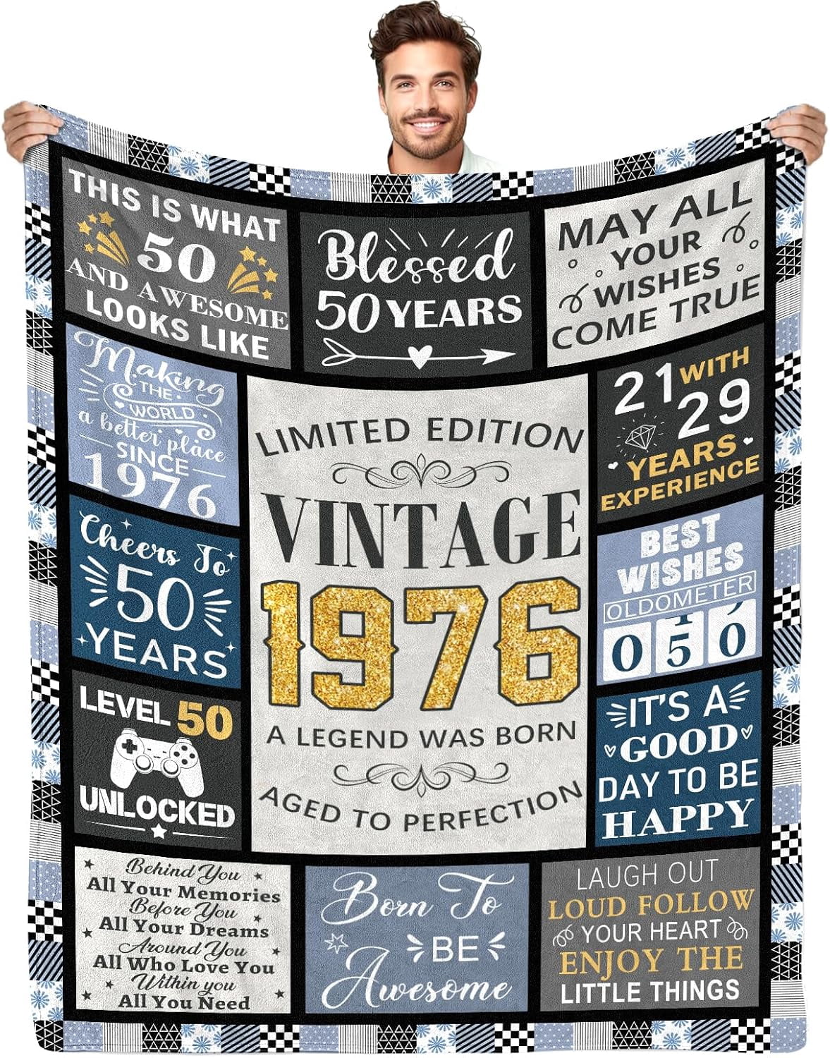 50th Birthday Gifts for Men Blanket 50"x60", Vintage 1976 Birthday ...