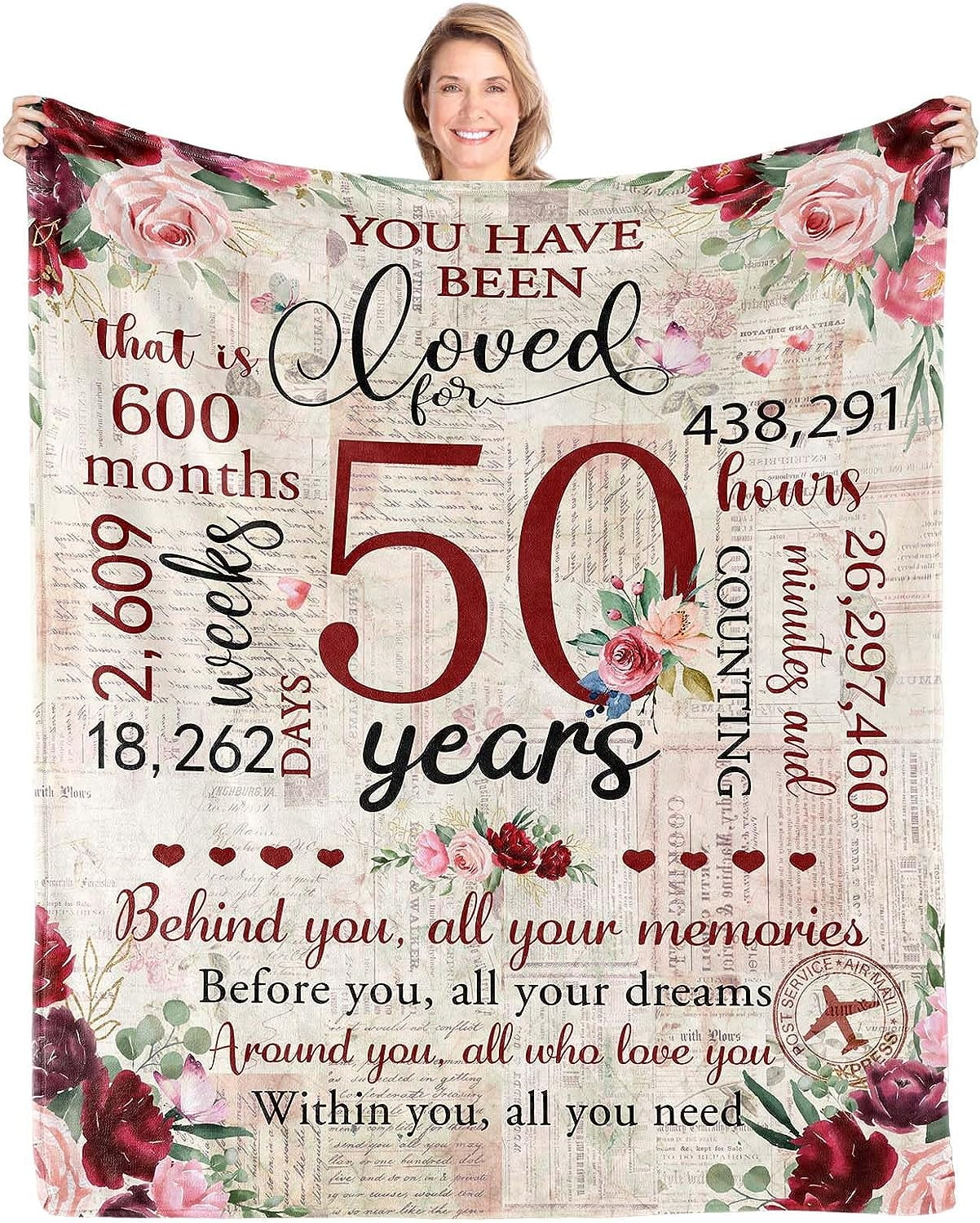 50th Birthday Gifts for Women Blanket,50th Birthday Decorations Woman,50th Birthday Gift Ideas ...