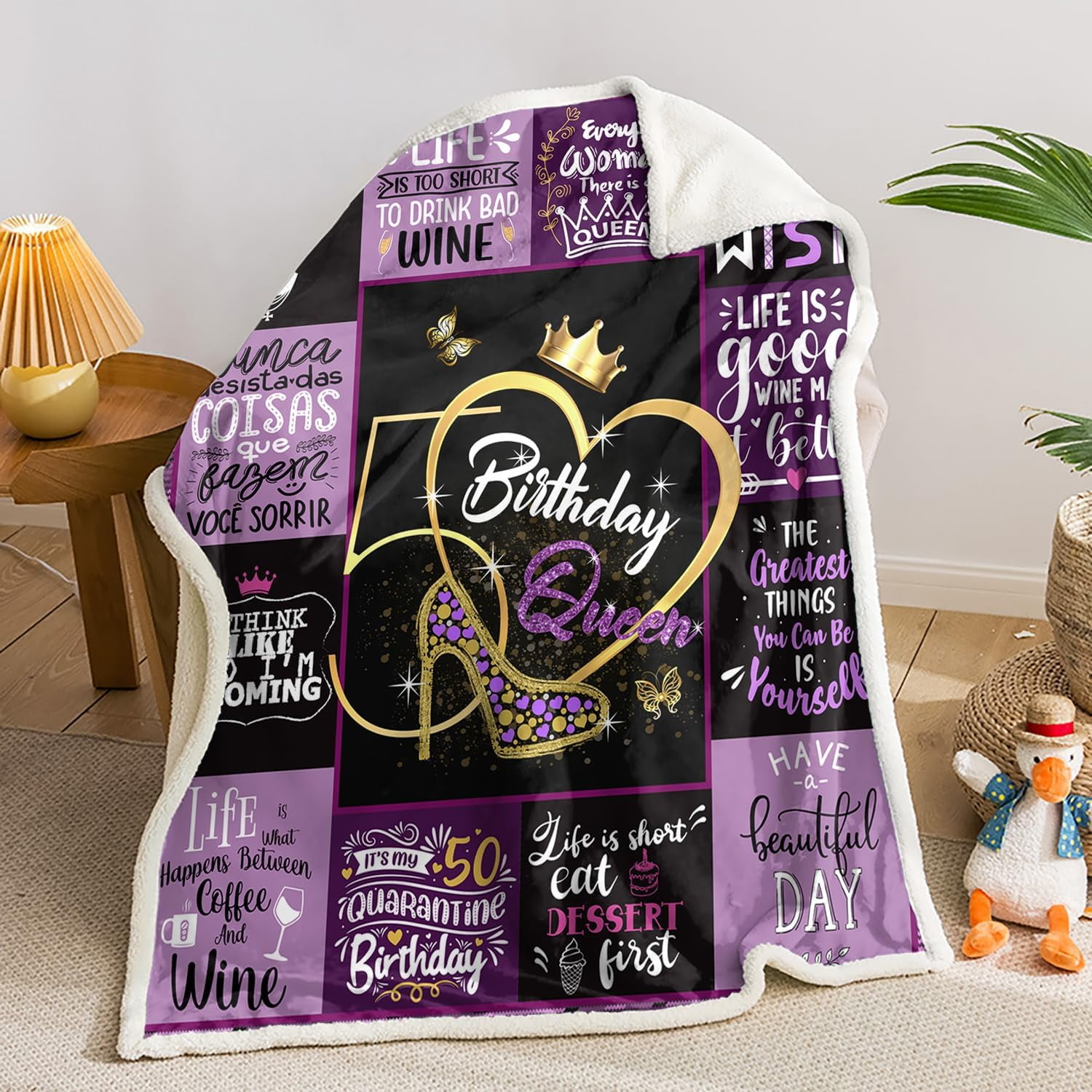 50th Birthday Gifts for Women Sherpa Fleece 47 x 31 Inches Blanket ...