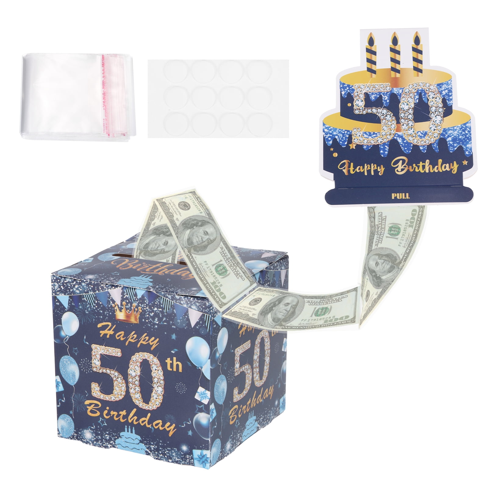 50th Birthday Money Box for Cash Gift, Birthday Money Pull Box with ...