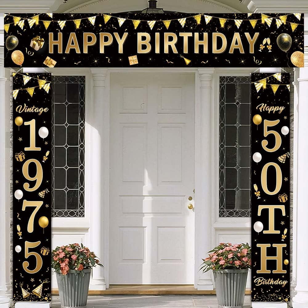 50th Birthday Party Decorations for Men Women Black Gold Vintage 1975 ...