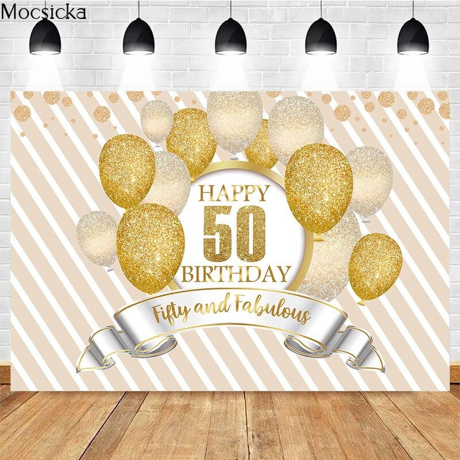 50th Birthday Photography Background Golden Balloon Decoration Props ...