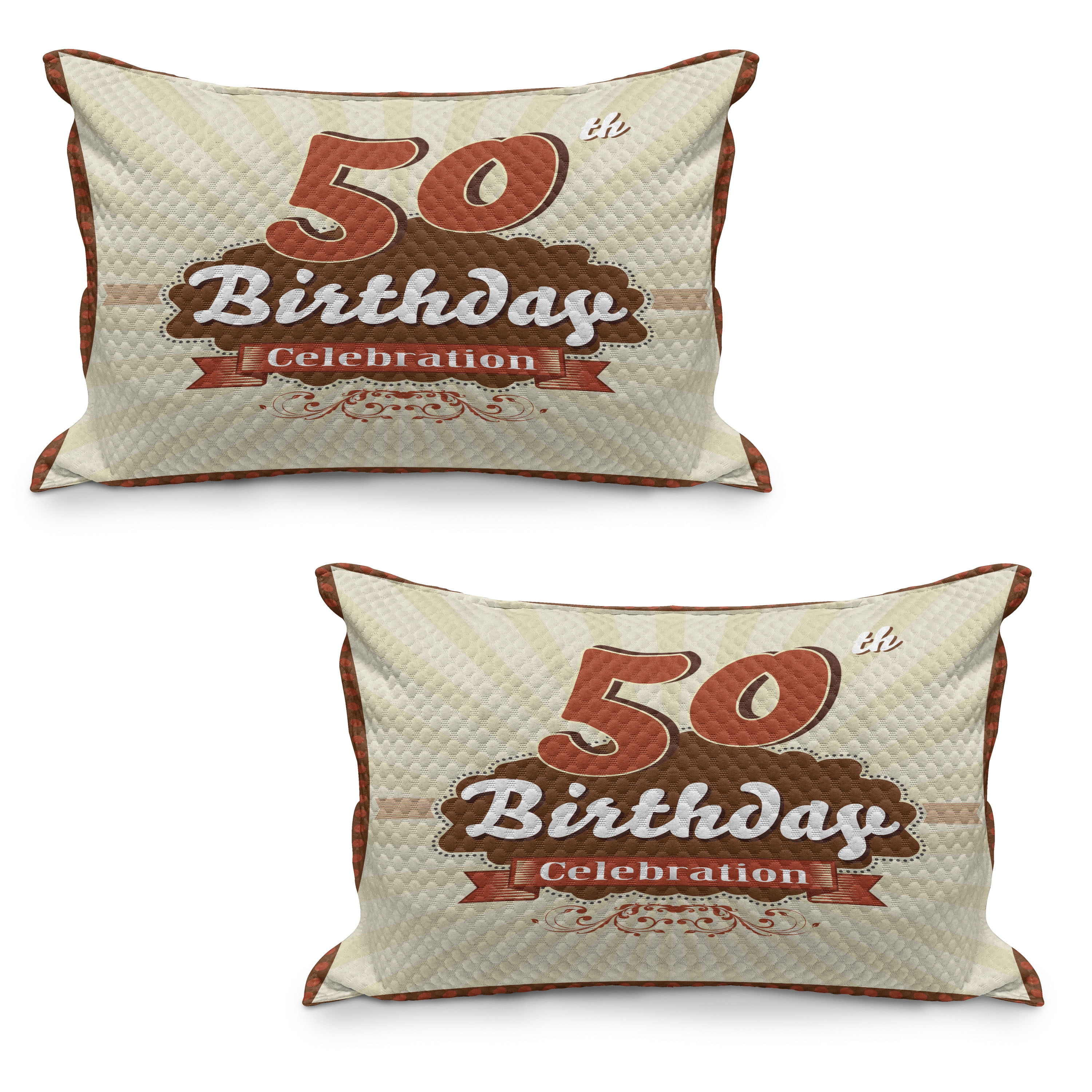 50th Birthday Quilted Pillowcover Set of 2, Retro Old Fashion ... 50th Birthday Quilted Pillowcover Set of 2, Retro Old Fashion ...