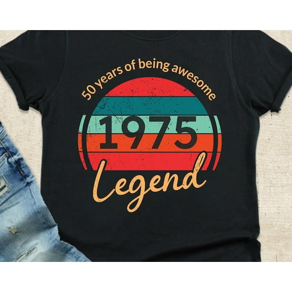 50th Birthday T-Shirt: 1975 Vintage Legend Tee - Walmart.com