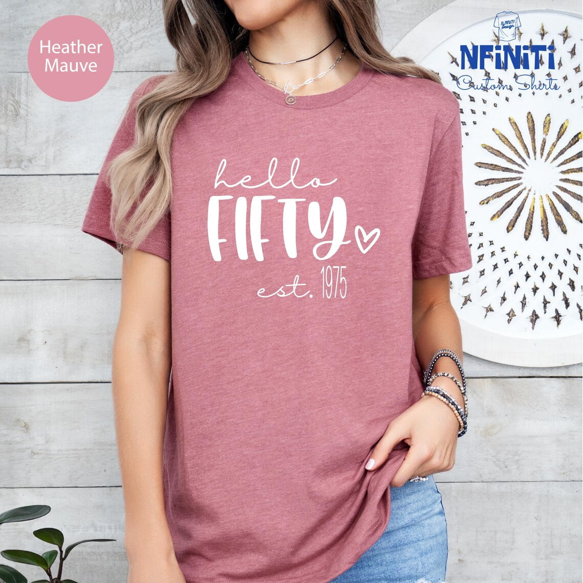 50th Birthday T-Shirt: Hello Fifty, Est. 1975 TSHIRT All Size S-5XL ...