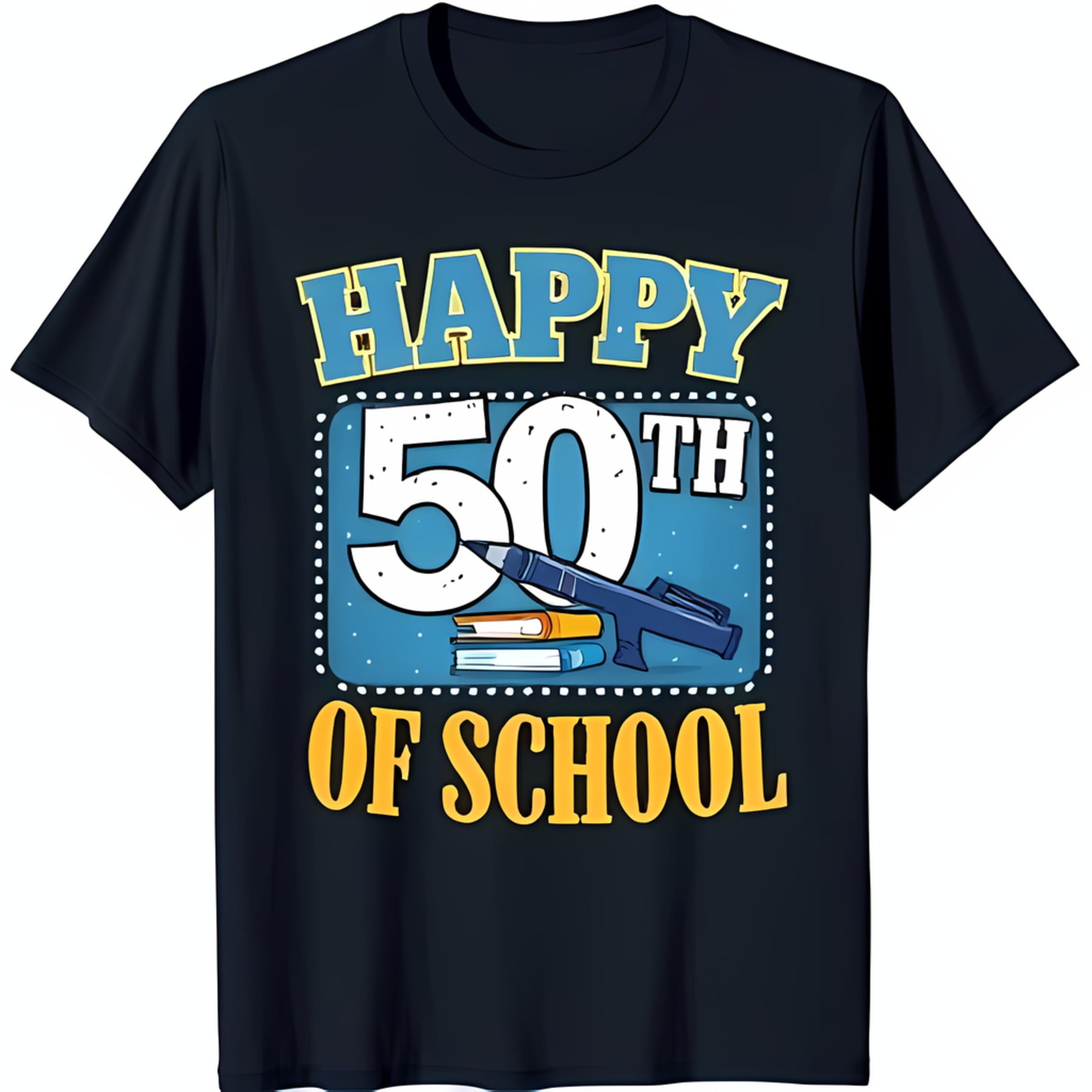 50th Day of School Celebration T-Shirt Happy 50th with & Doodles ...