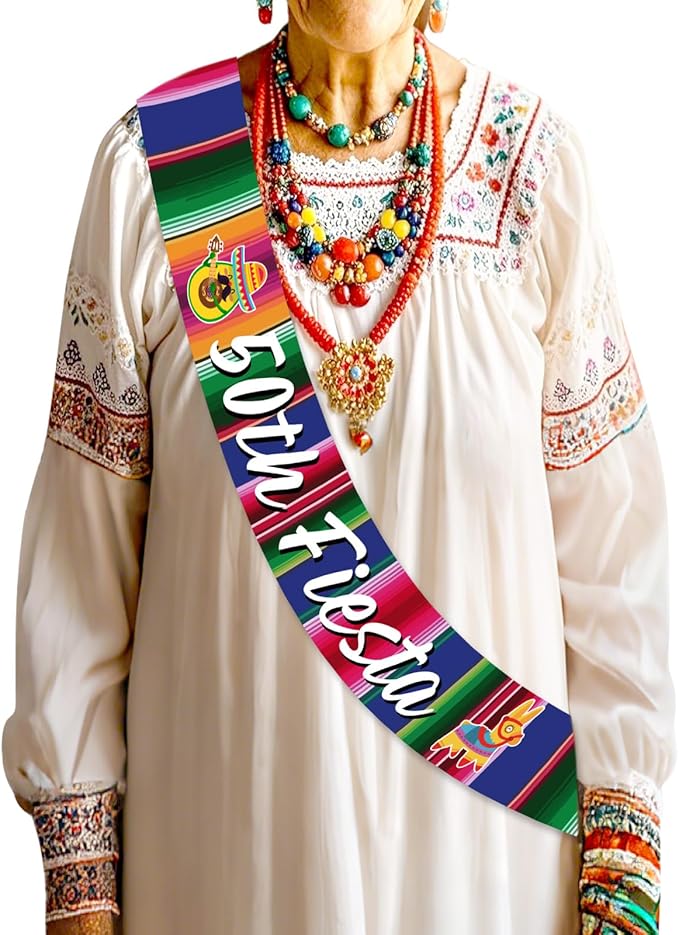 50th Fiesta Sash Taco Bout 50 Birthday Decorations Fiesta 50th Birthday ...