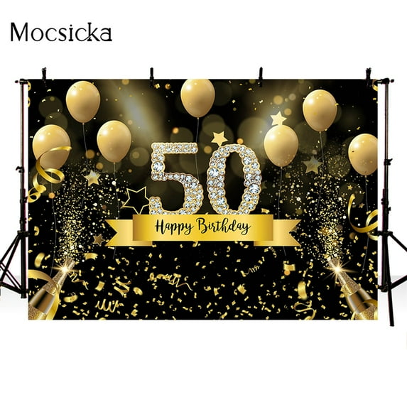 50th Happy Birthday Photography Background Champagne Balloon Decoration ...