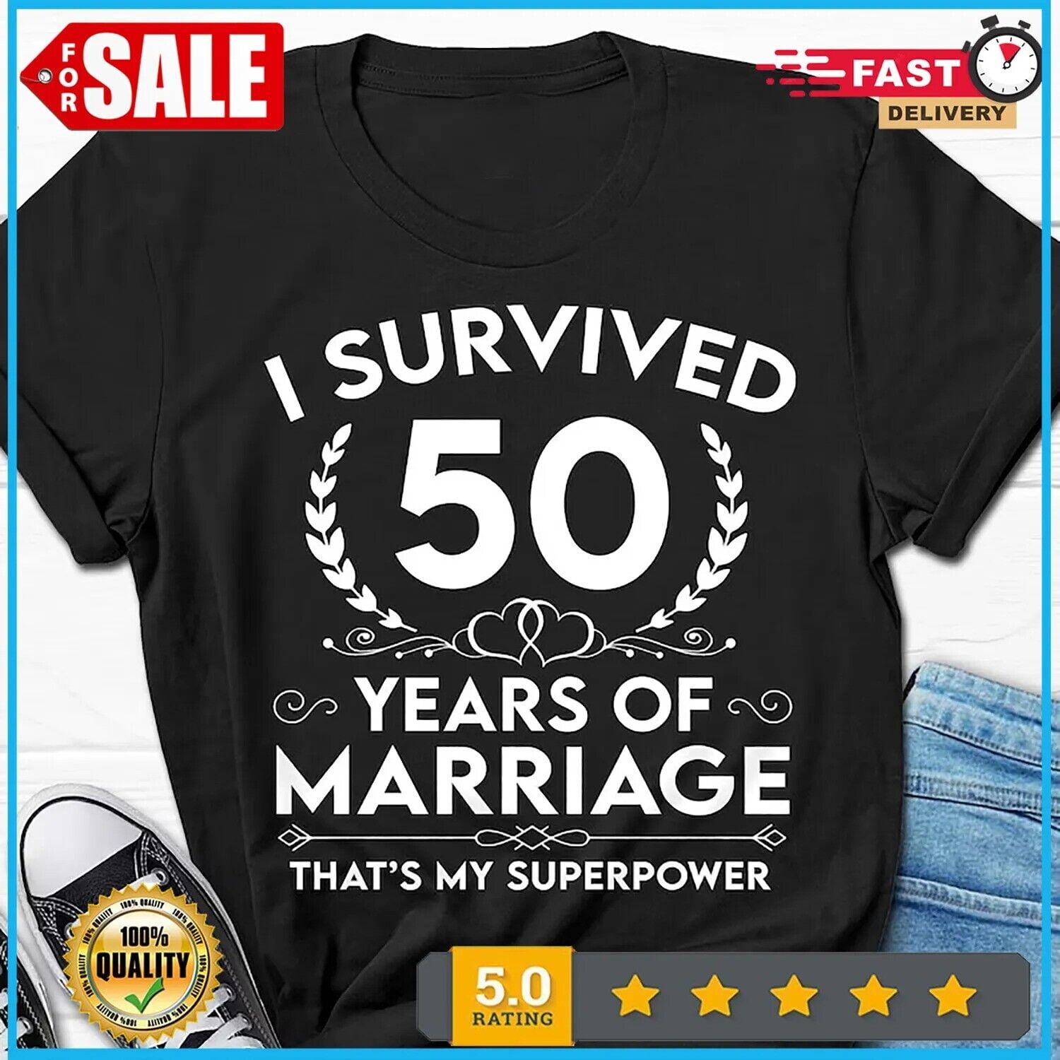 50th Wedding Anniversary Shirt, I Survived 50 Years of Marriage T-shirt ...